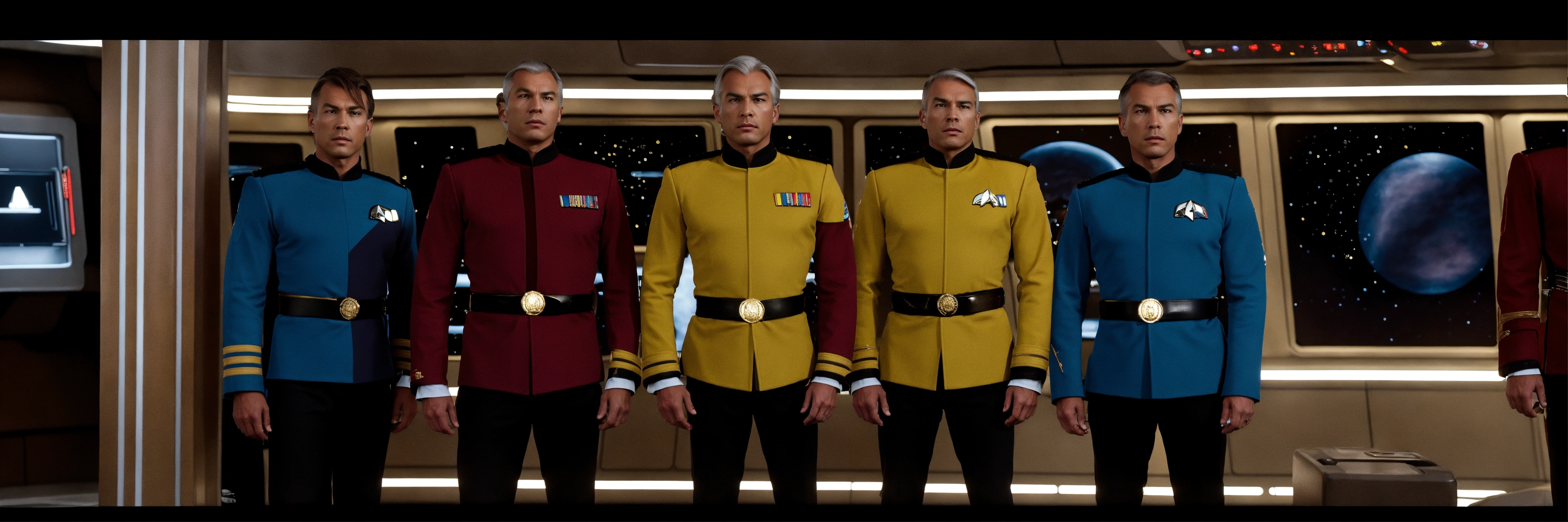 Lexica - Create an image depicting the crew of a Starfleet ship. The ...