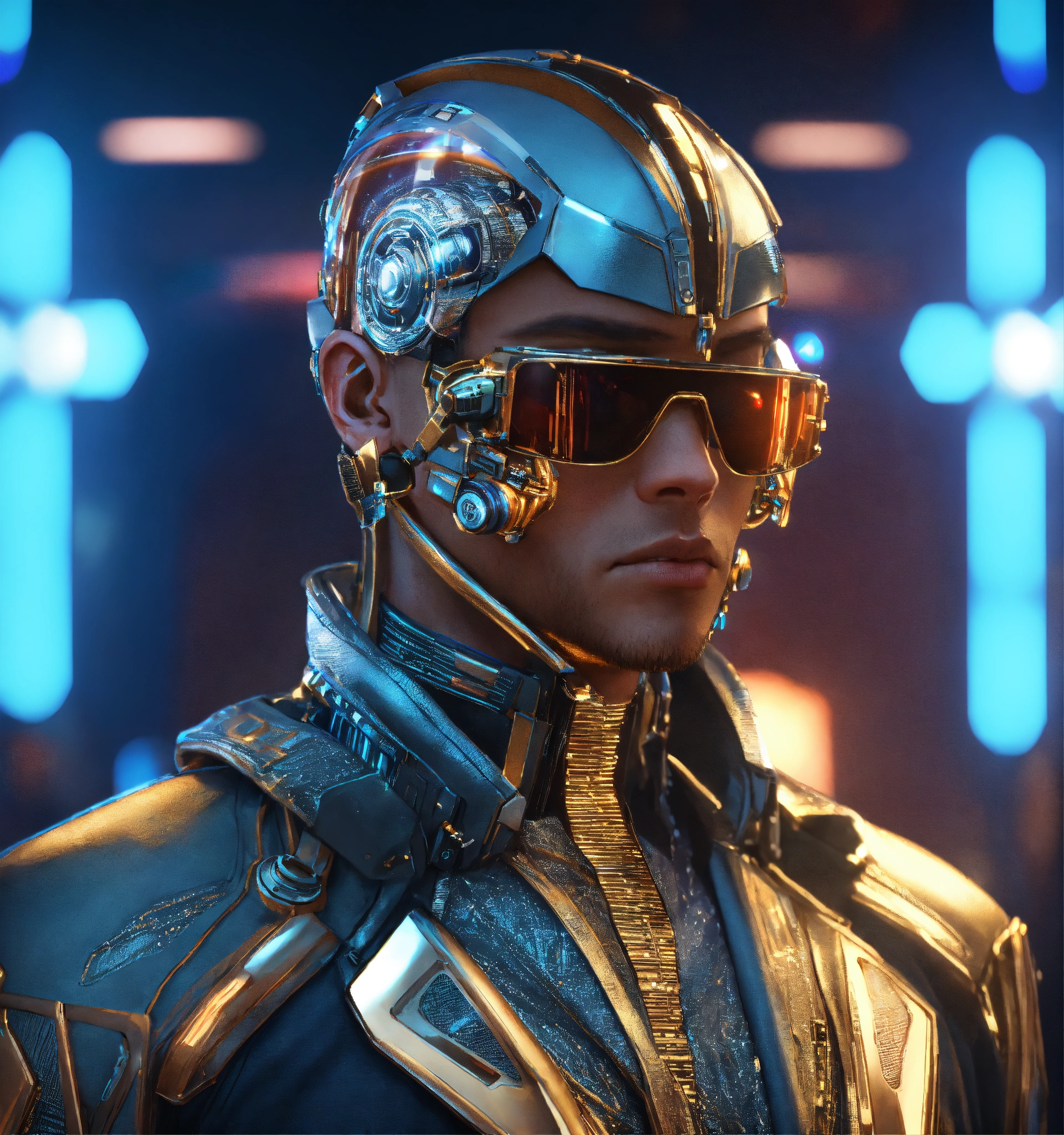 Lexica - Zoom out from an macho male android cool gangster character ...