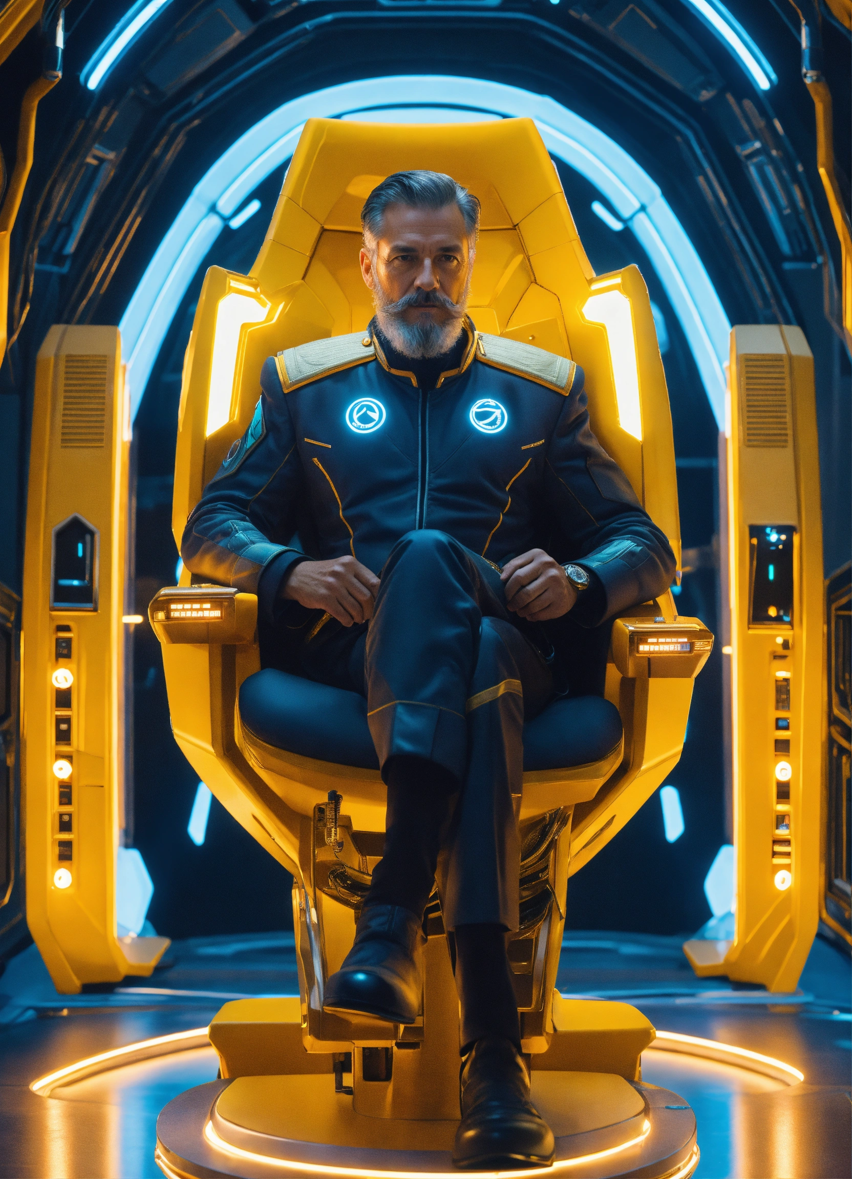 Lexica - 50 year old masculine star commander wearing a sleek uniform ...