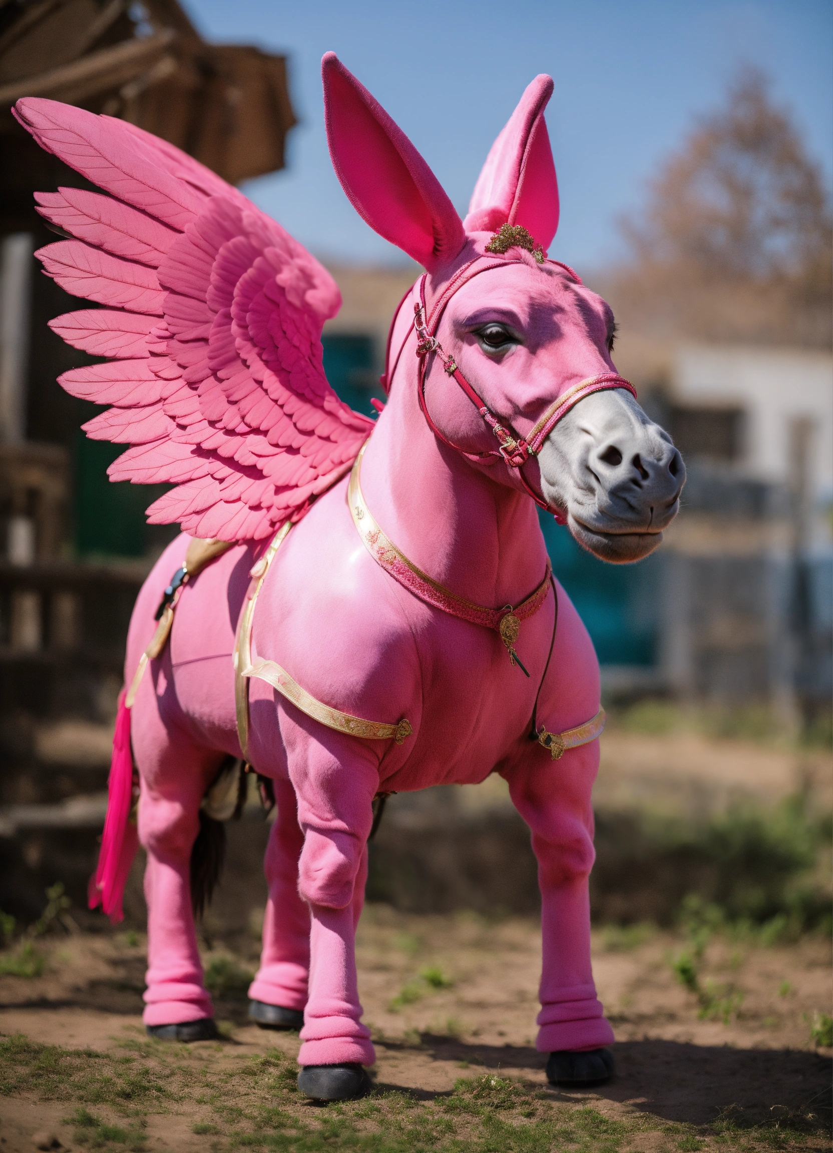 Lexica - A pink Donkey with wings