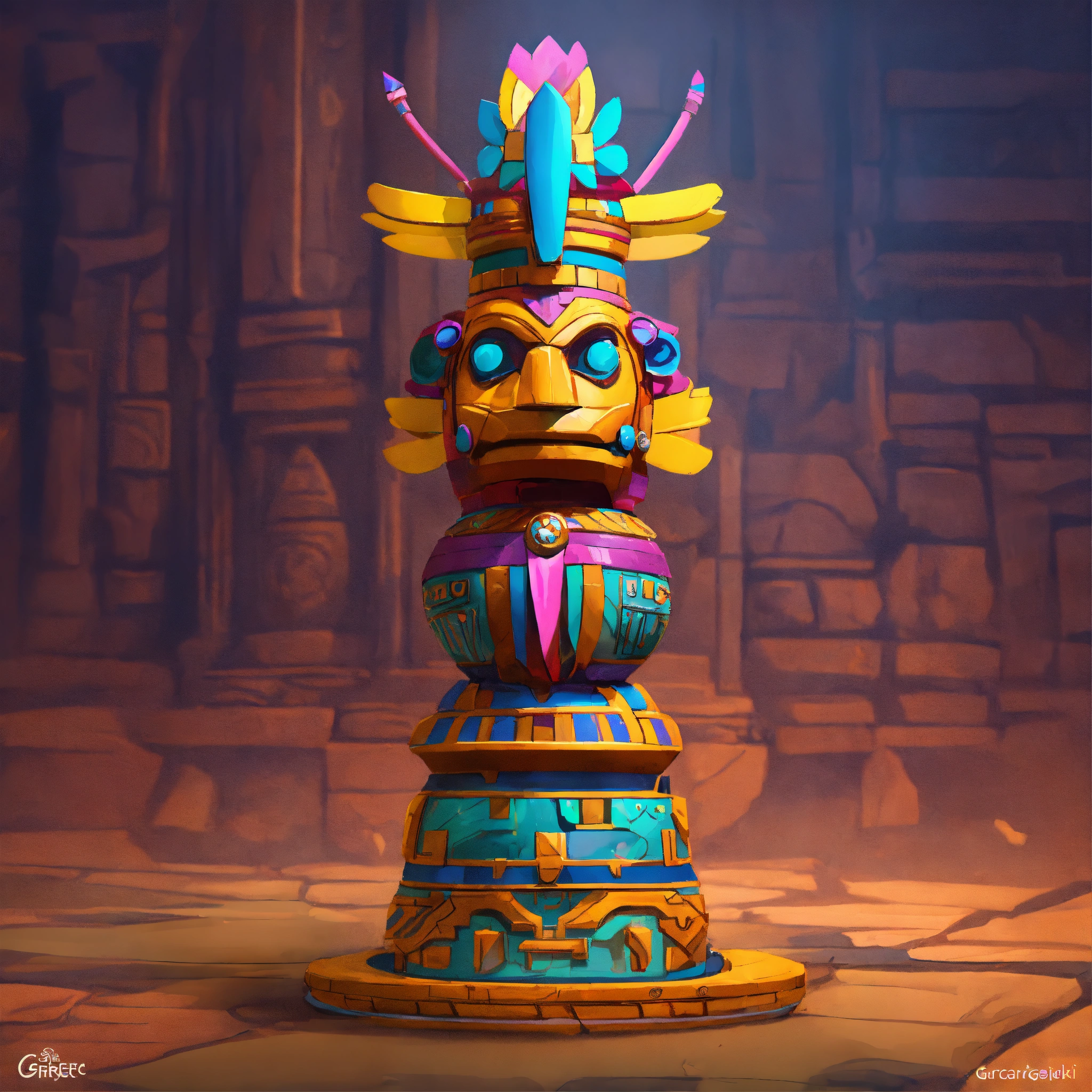 Lexica - Aztec totem artefact, isolate object, realistic cartoon oil ...