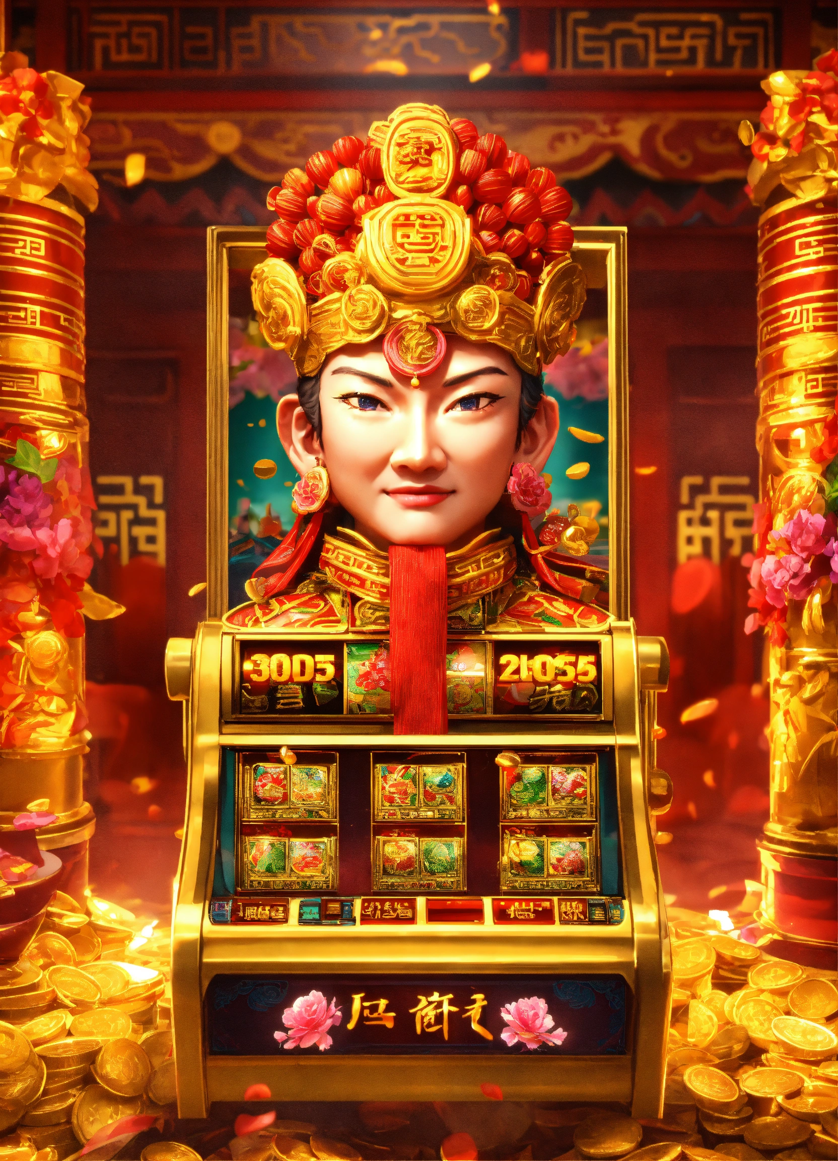 Lexica - 3D god of wealth (Chinese) slot machine game impressionistic ...
