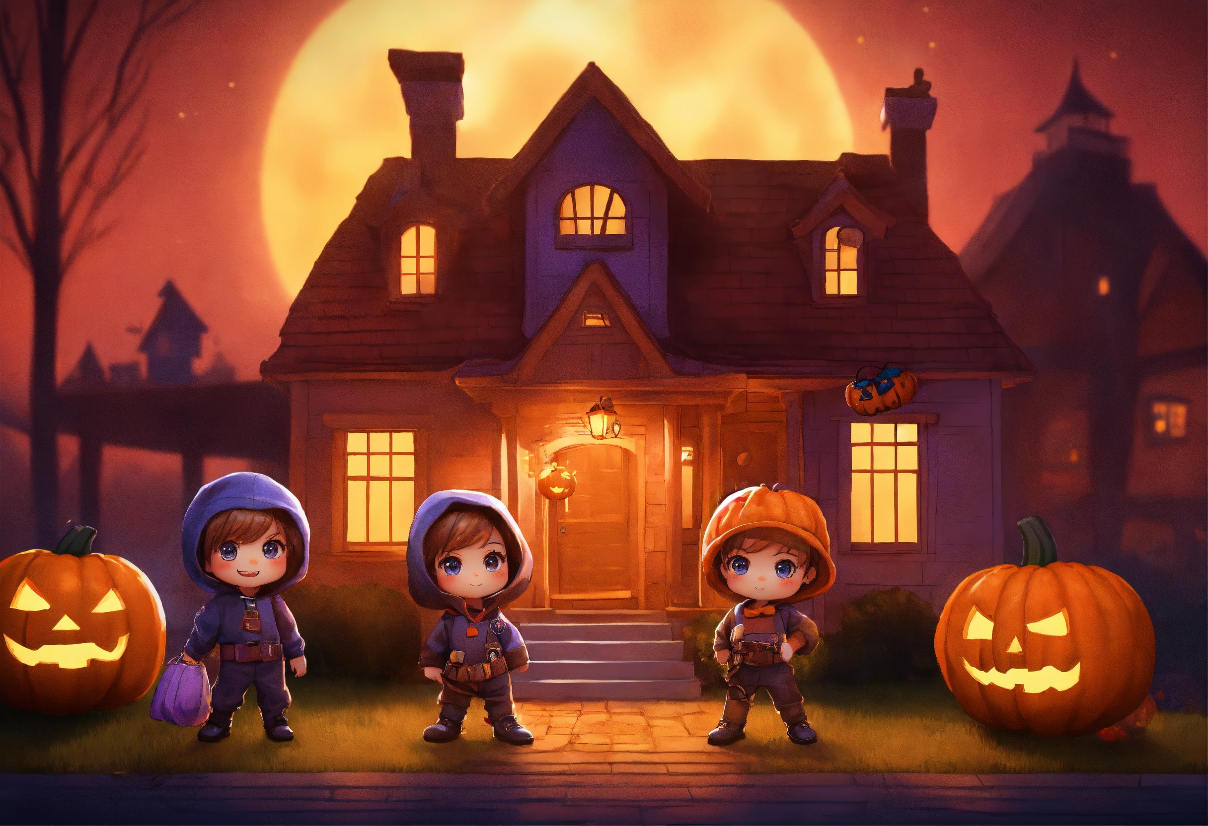 Lexica - Digital artistic image of cute little chibi kids in the style ...