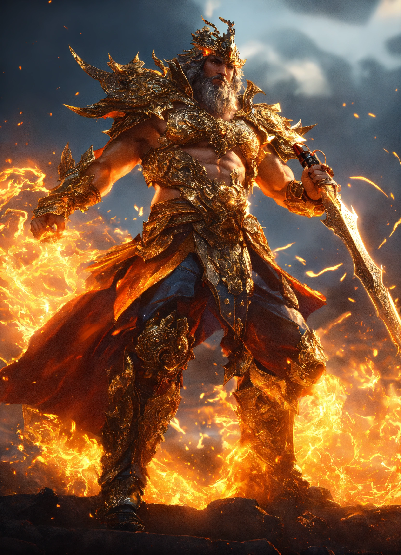 Lexica - "legendary fire god" striking "legendary lightening god", epic ...