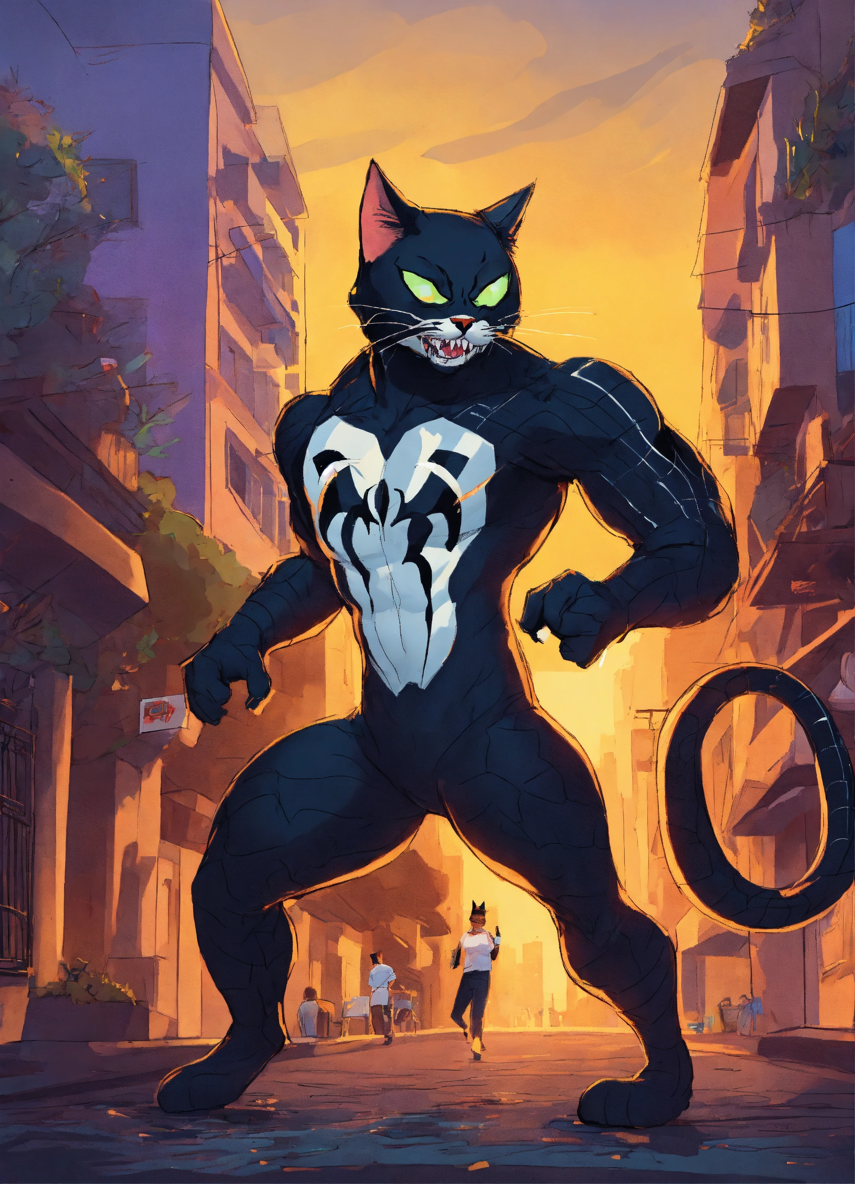 Lexica - A cat wearing a Venom suit in Rio de Janeiro fighting crime ...