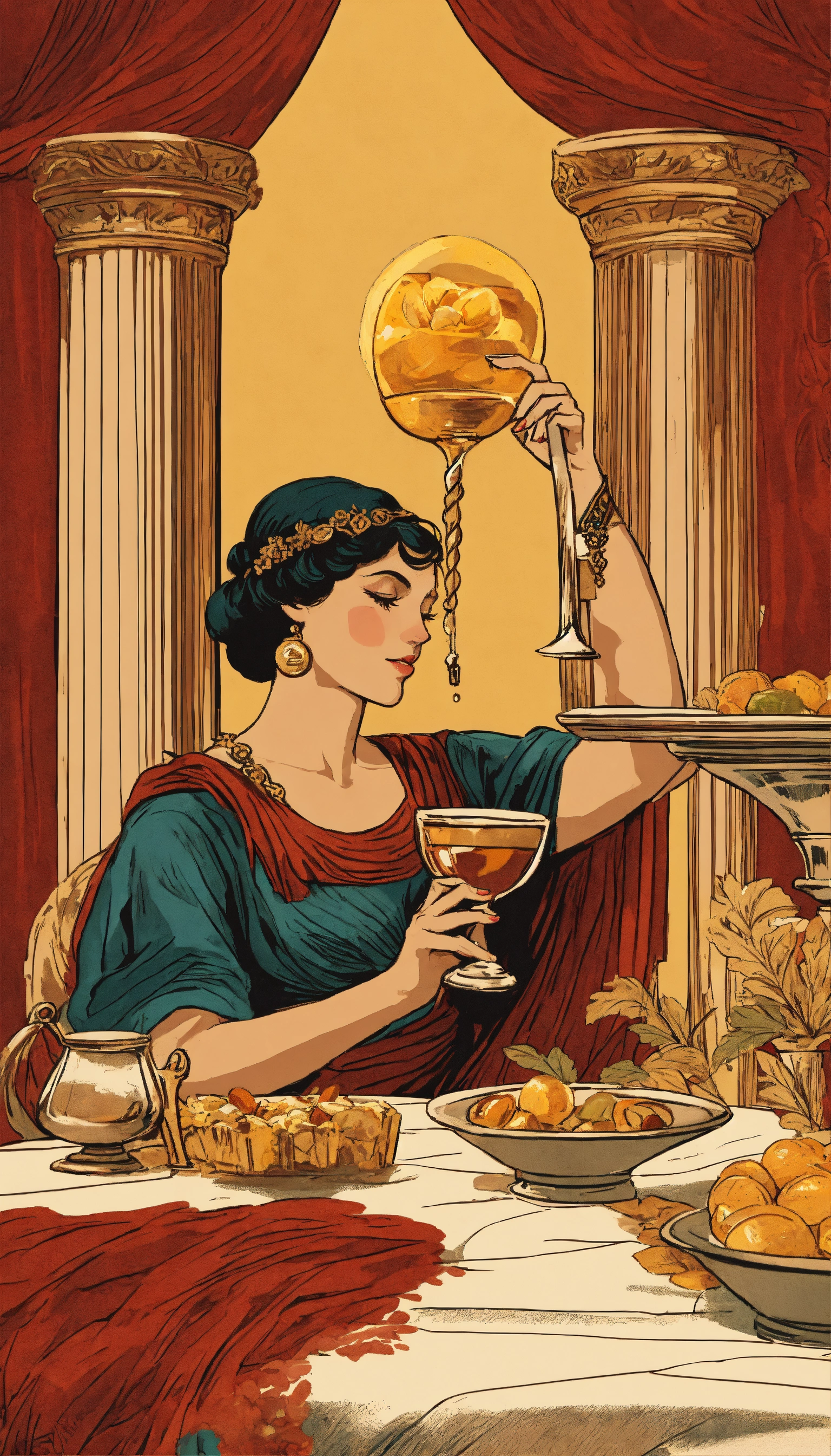 Lexica - A vintage-style illustration of a powerful Roman woman ...