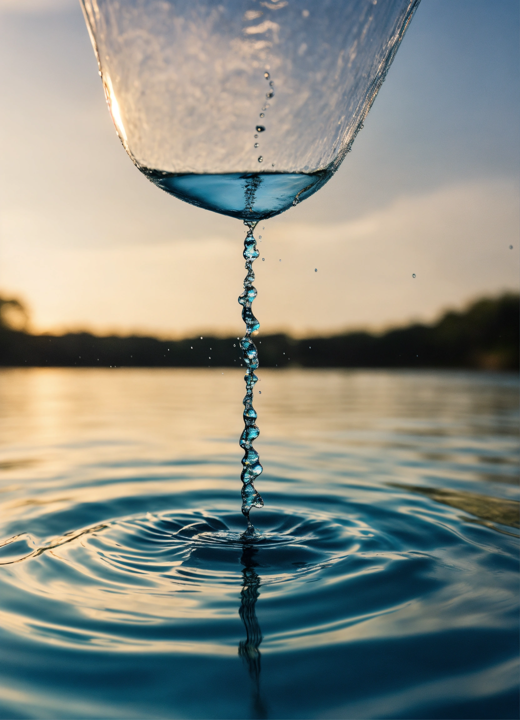 Lexica - The drop falls below the water surface, it morphs into a small ...