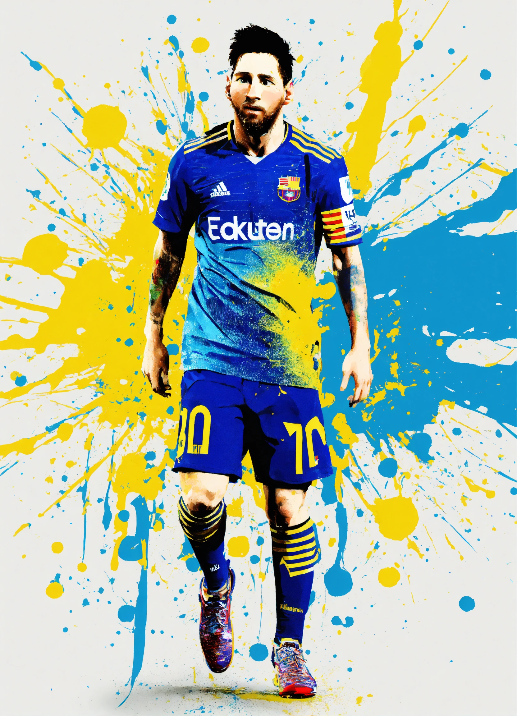 Lexica - Futuristic paint splatter of messi , Basquiat-inspired, creamy ...