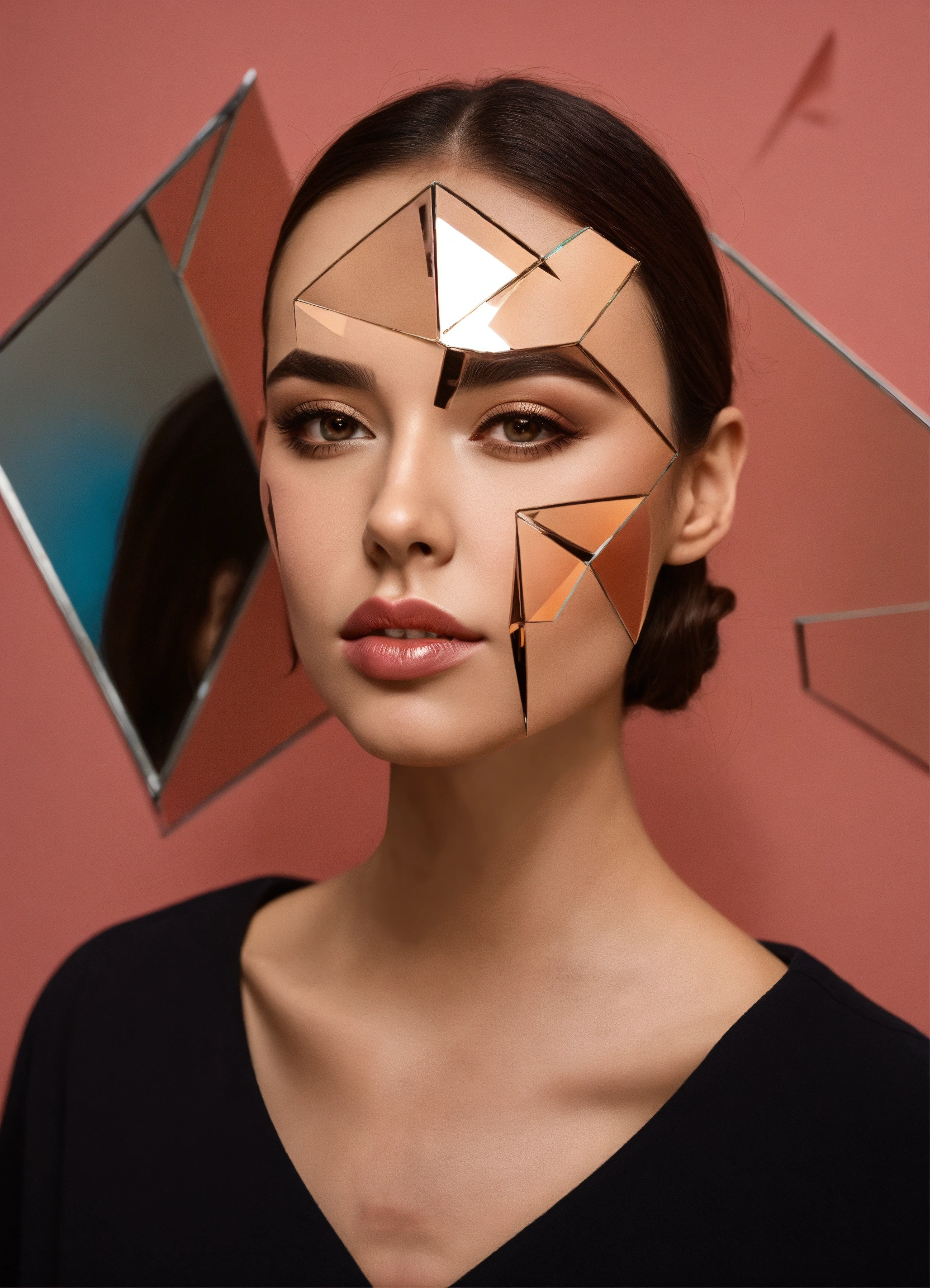 Lexica - Down point triangle shaped mirror with lips makeup of a ...