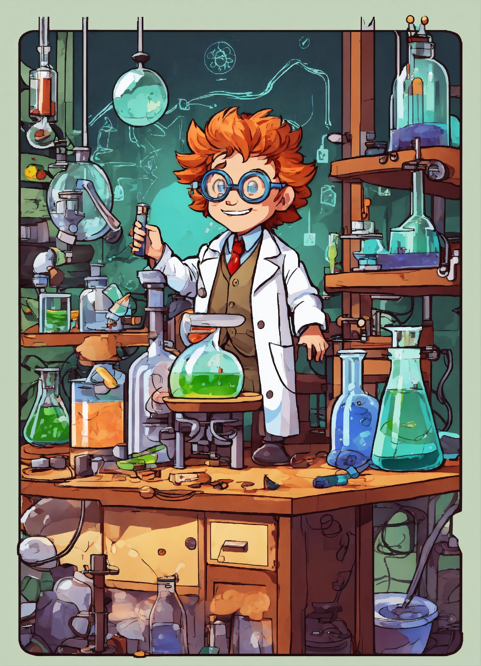 Lexica - Generate a cute The Mad Scientist's Laboratory illustration ...
