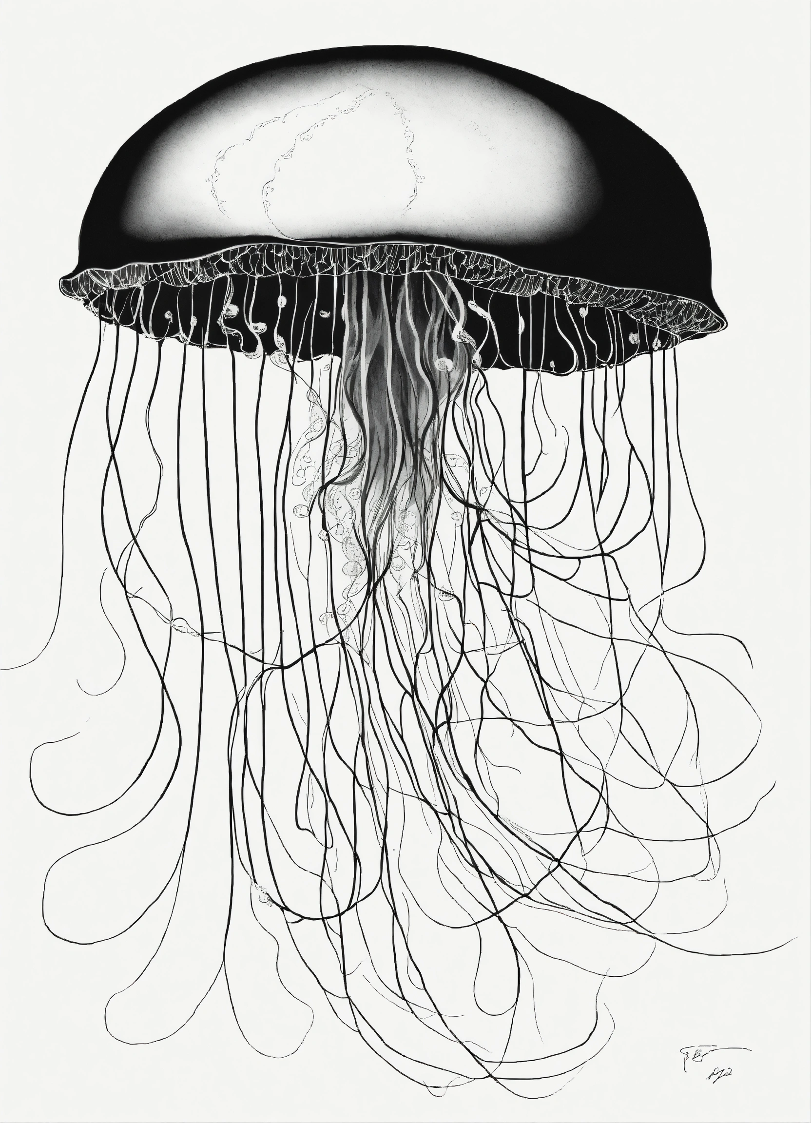 Lexica - Beautiful detailed jellyfish portrait, one line drawing, bold ...