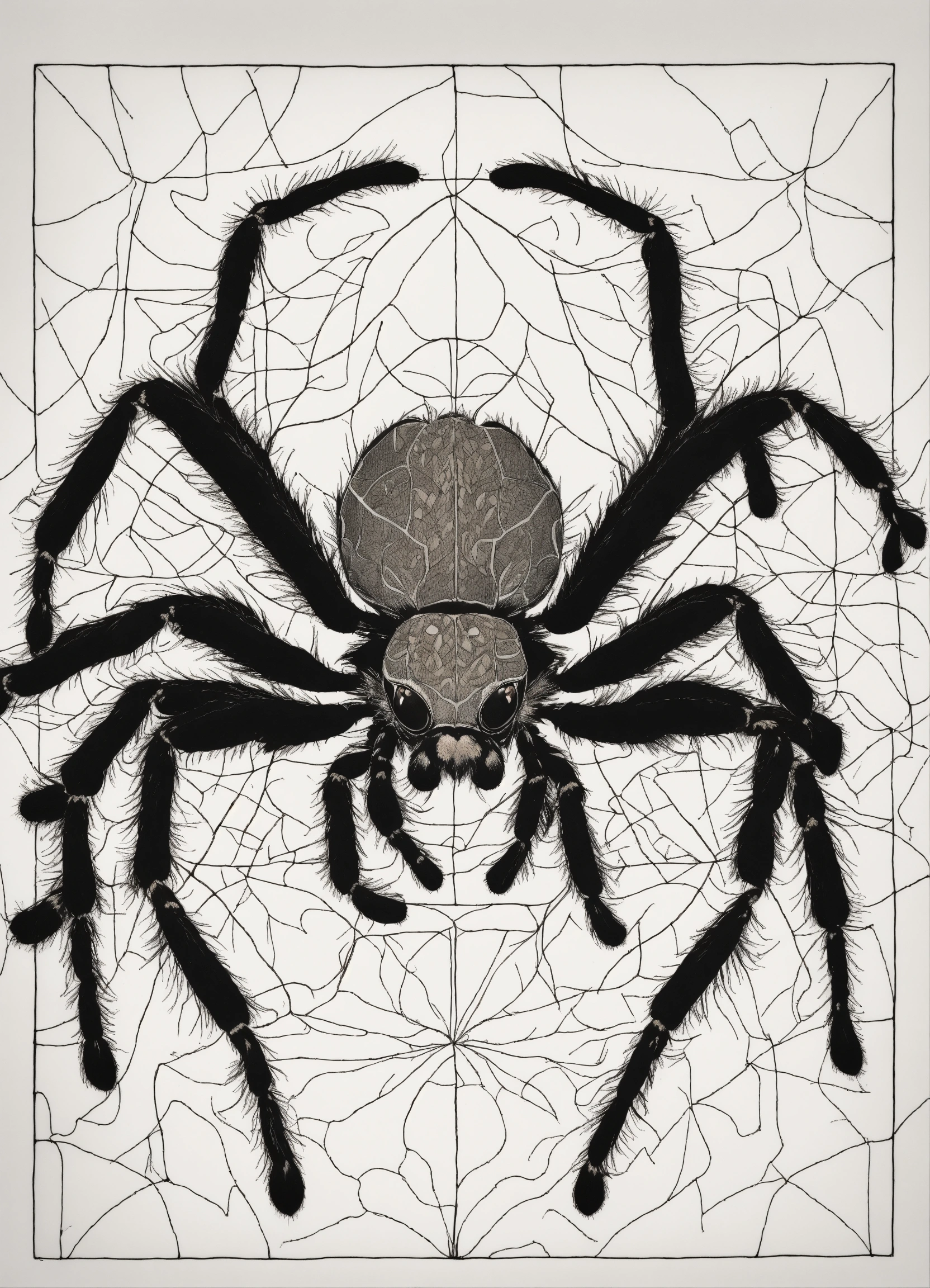 Lexica - Beautiful detailed tarantula portrait, one line drawing, bold ...