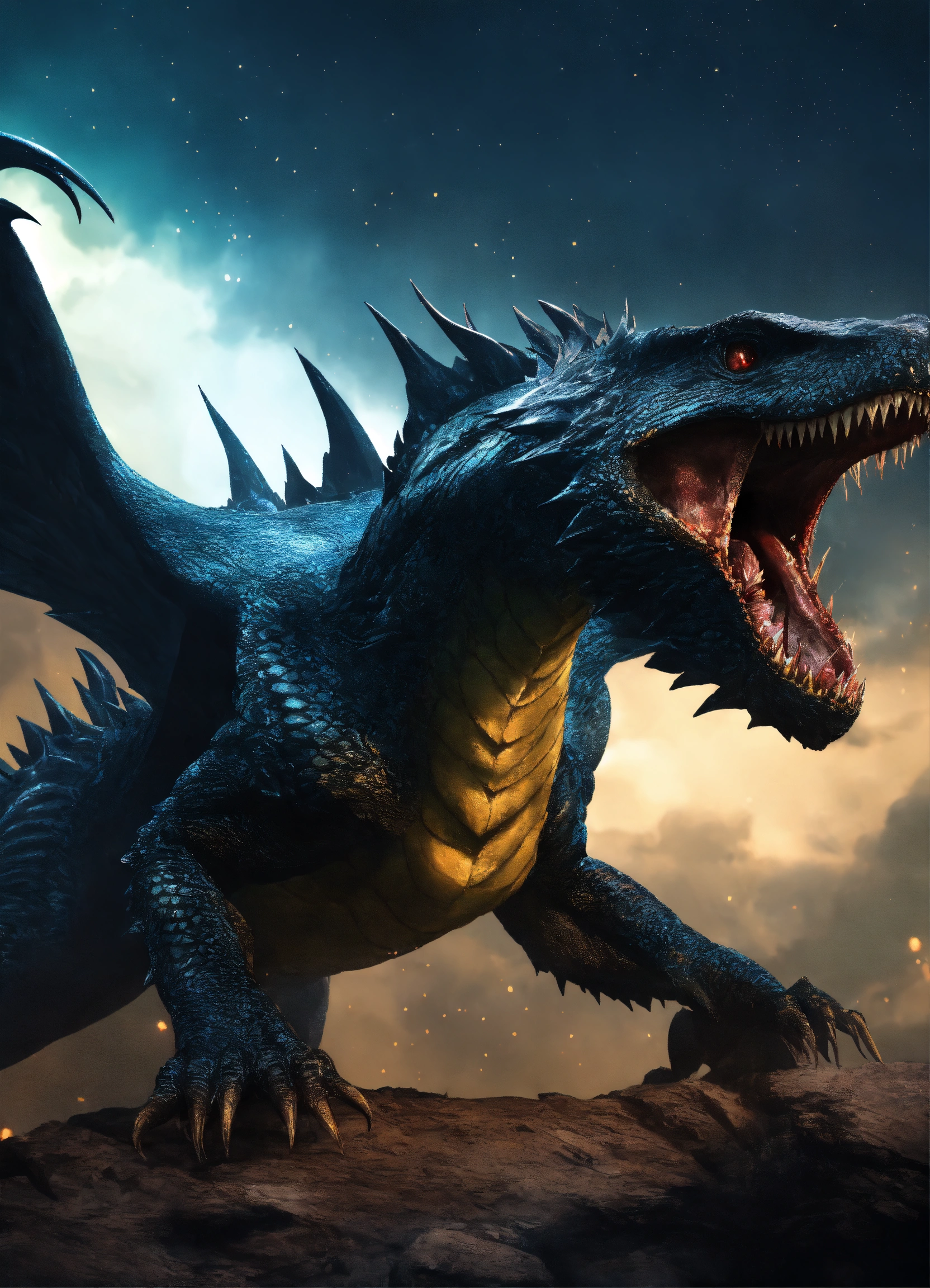 Lexica - A gigantic mythical reptile. It has dark obsidian scales. It ...