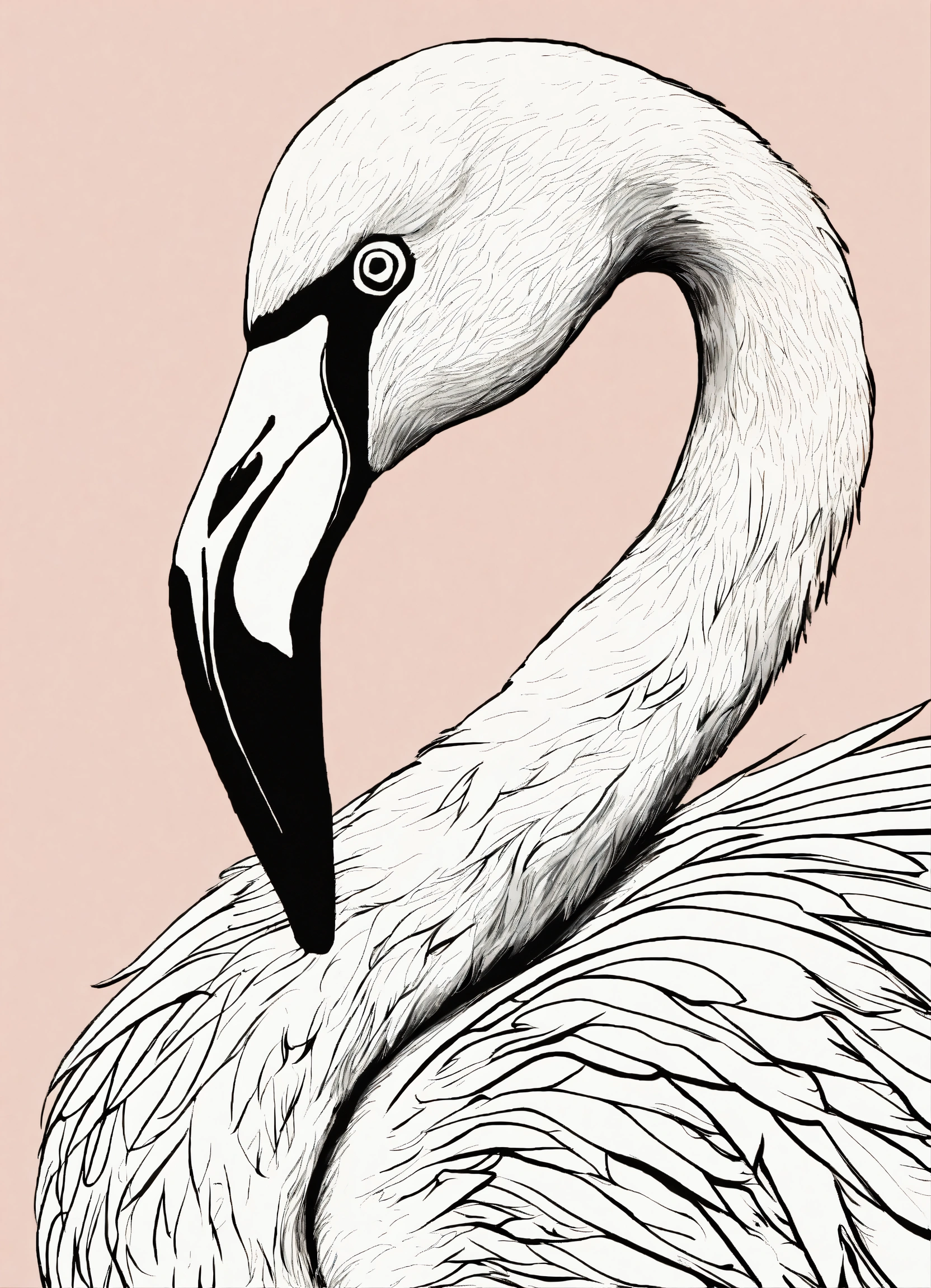 Lexica - Beautiful detailed flamingo portrait, one line drawing, bold ...