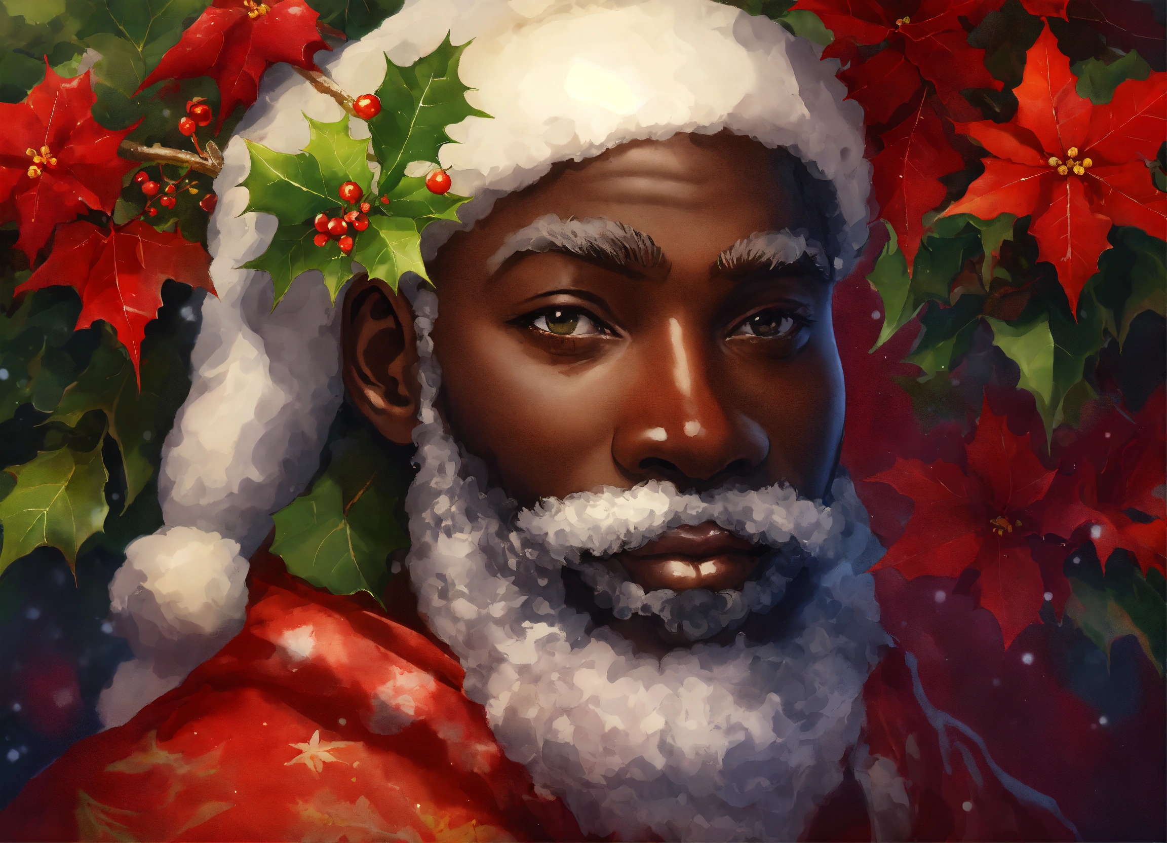 Lexica - Deep complexion Black Santa Claus. Bright moist and soulful ...