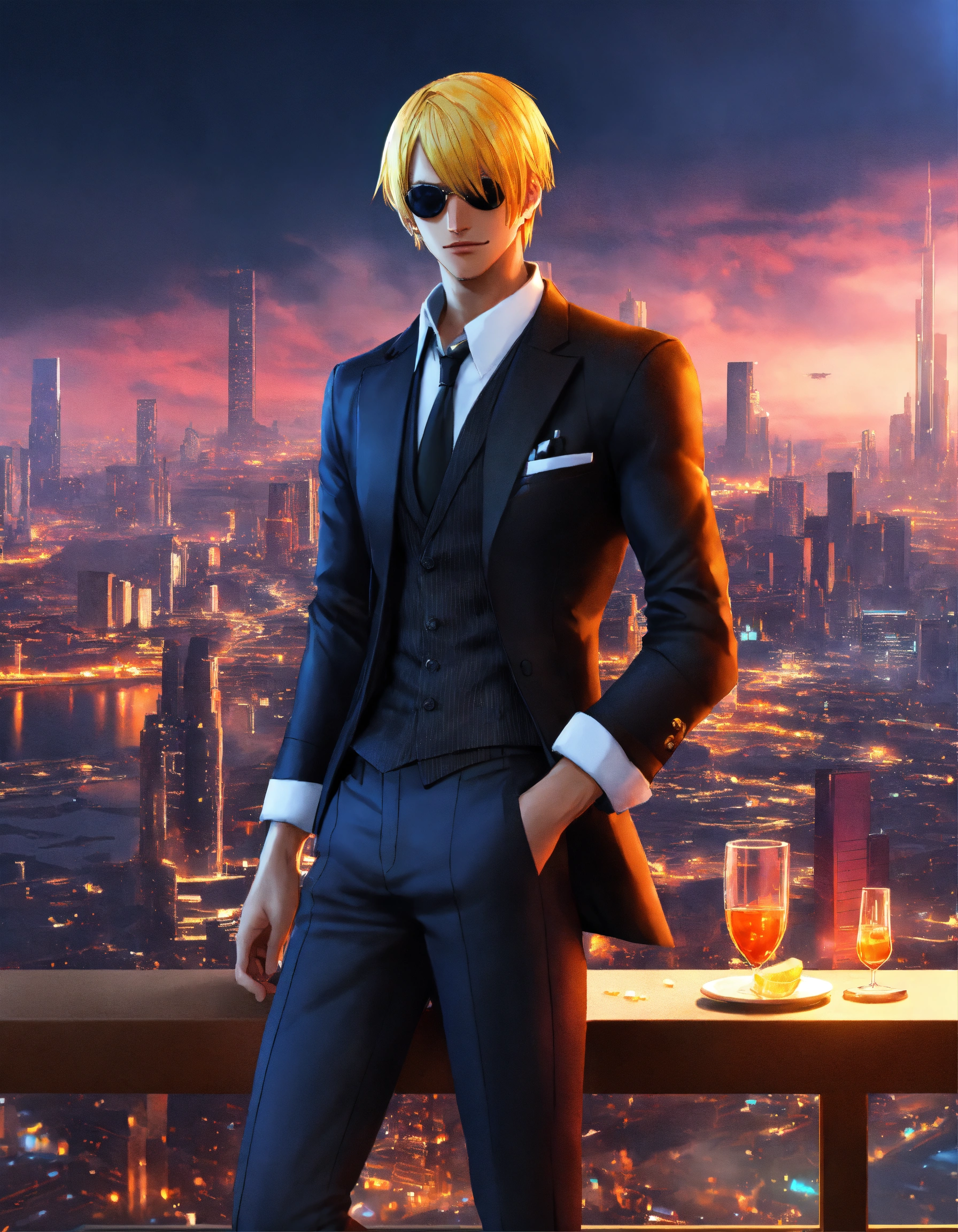Lexica - Design a modern-day cyberpunk version of Sanji from One Piece ...