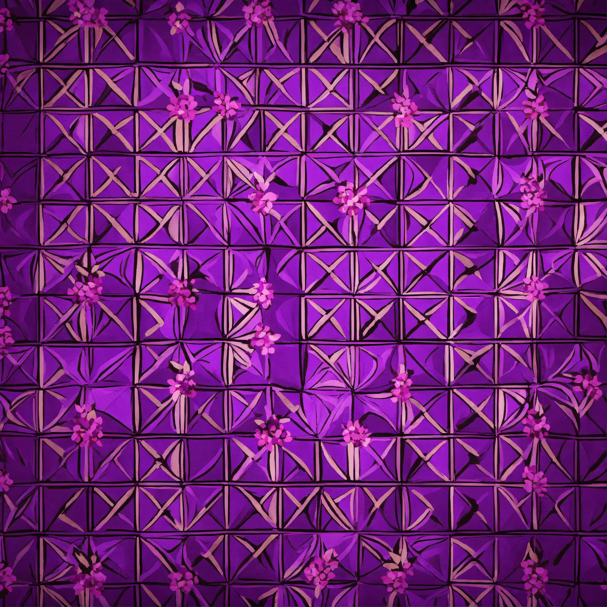 Lexica - Floral print, tiled motif, amethyst, shiny, vintage