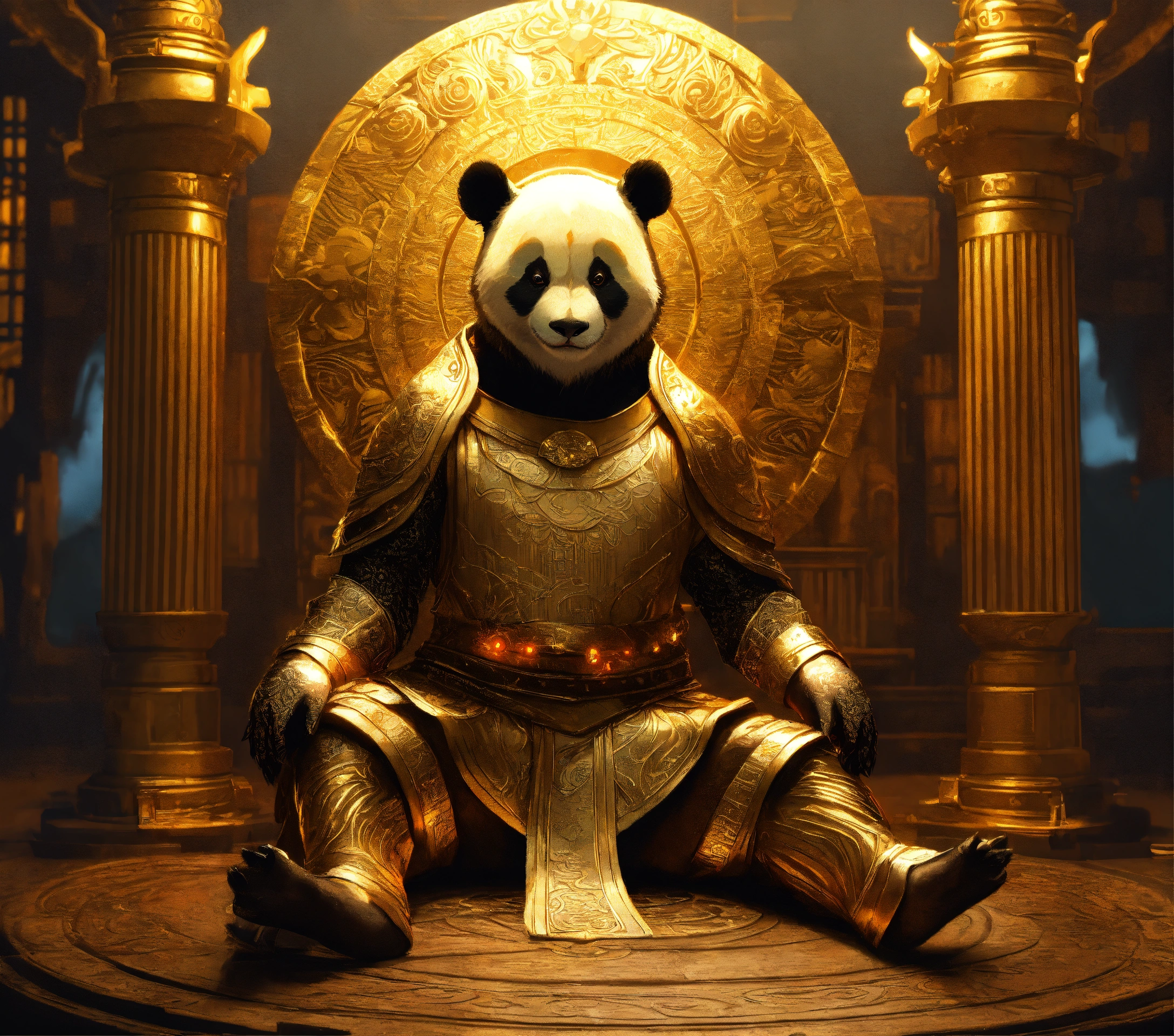 Lexica - Epic professional digital art of tribal panda bear, radiant ...