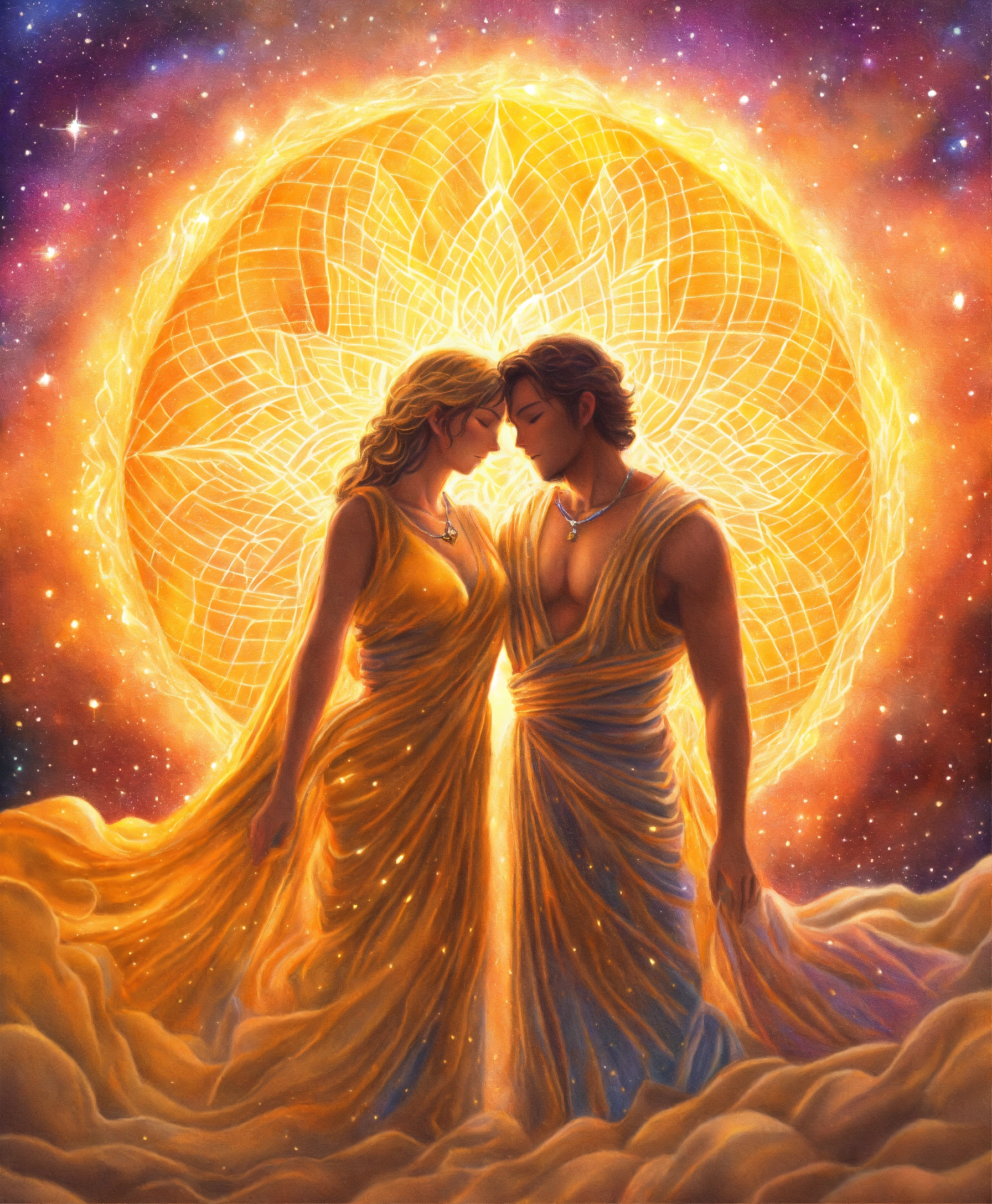 Lexica - Colored pencil drawing full view of a spiritual golden light ...