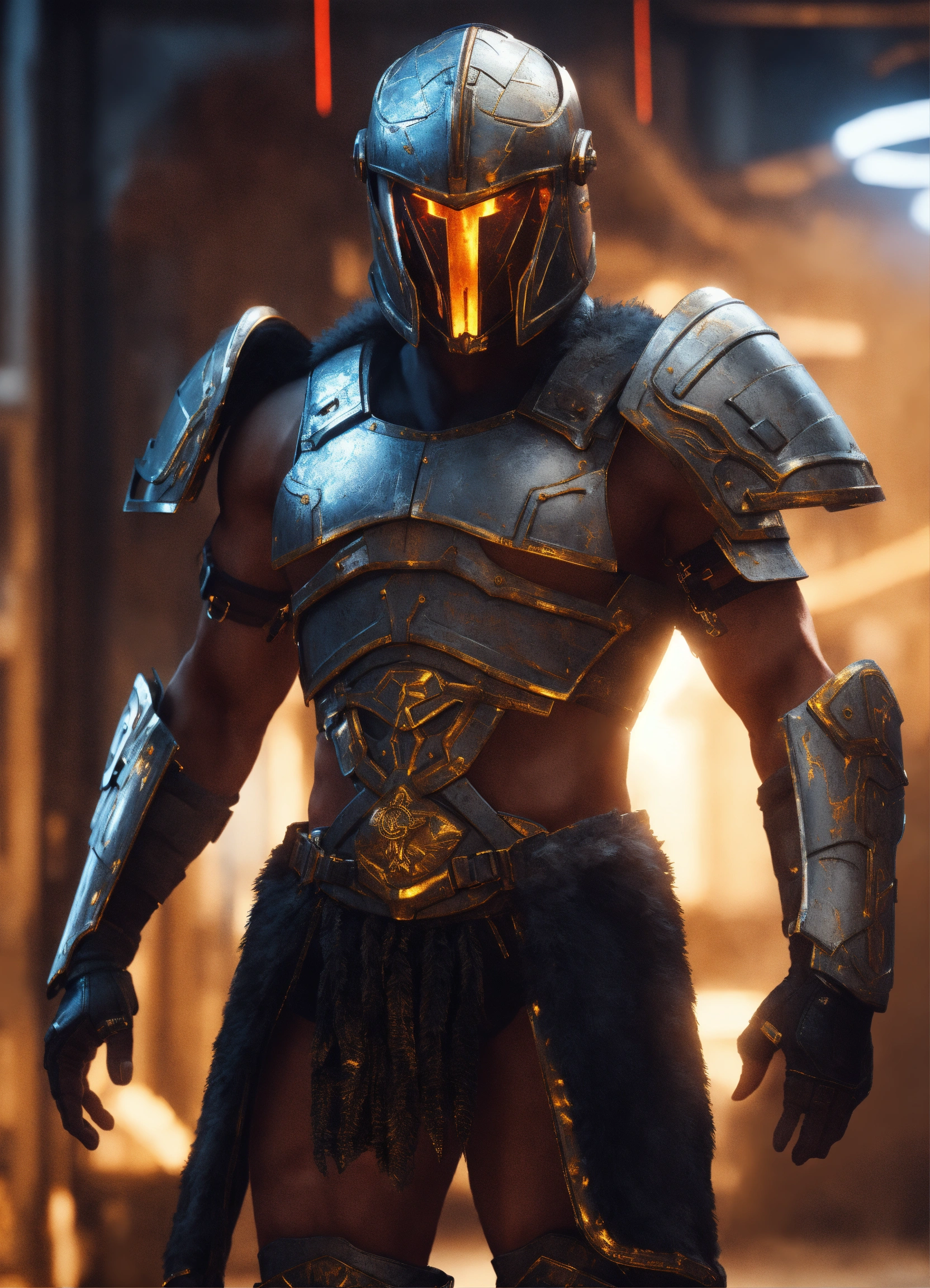 Lexica - Full body of a sci fi gladiator, slender body proportions ...