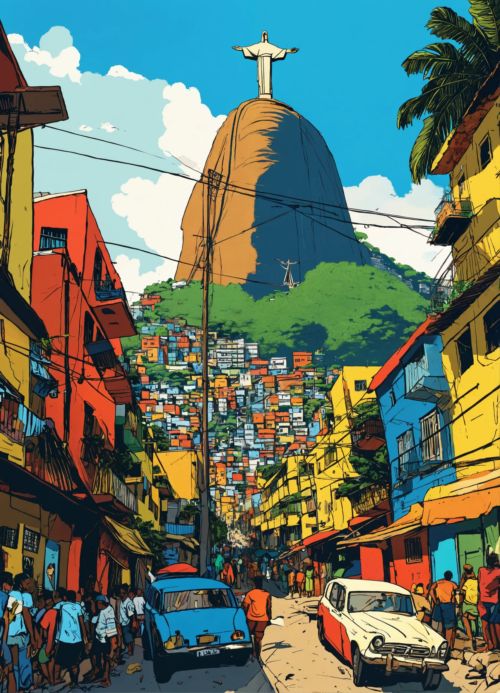Lexica - Detailed, vibrant illustration of a Rio de Janeiro favela ...