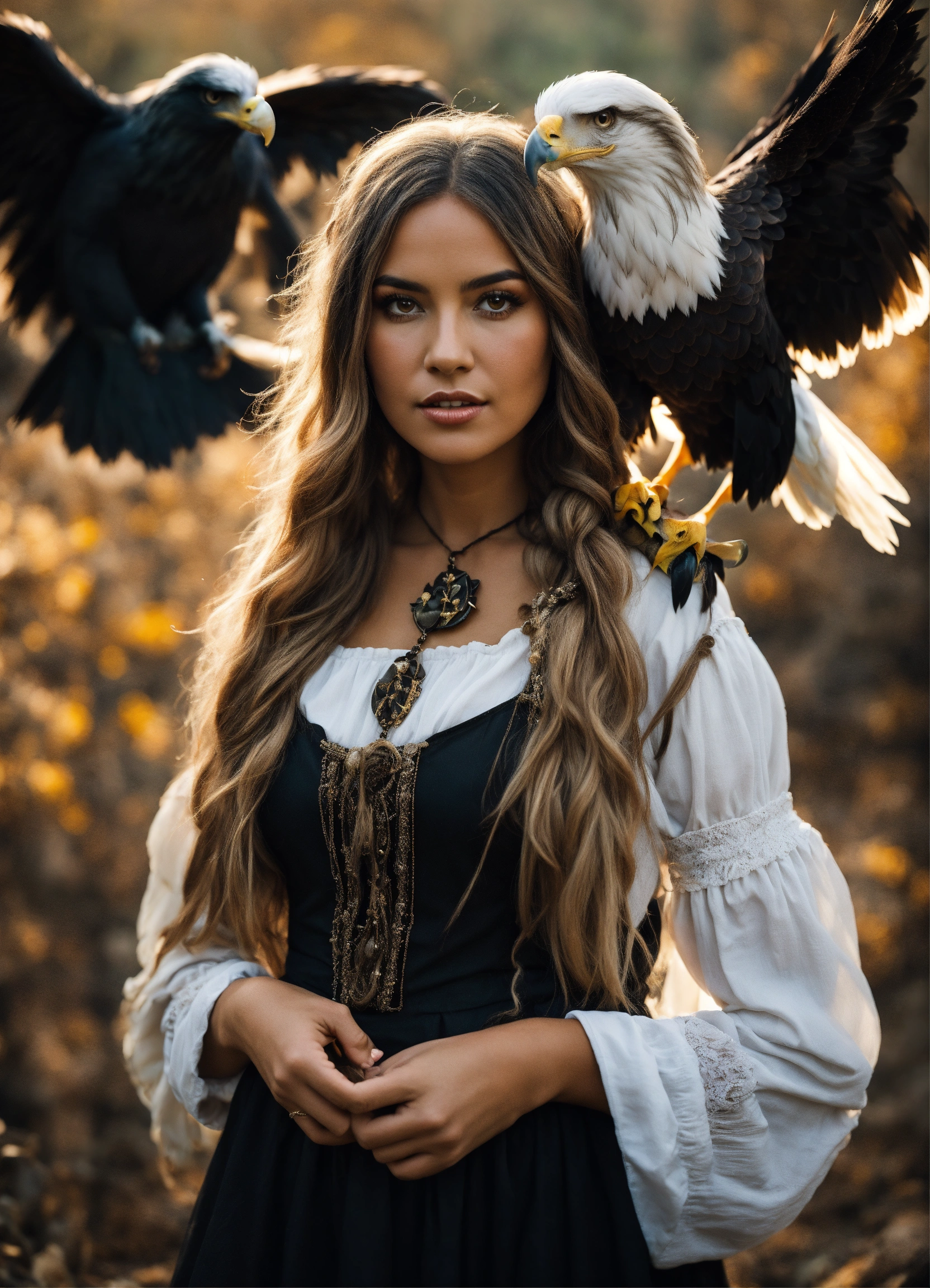 Lexica - A beautiful witch with long hair half black and half white ...