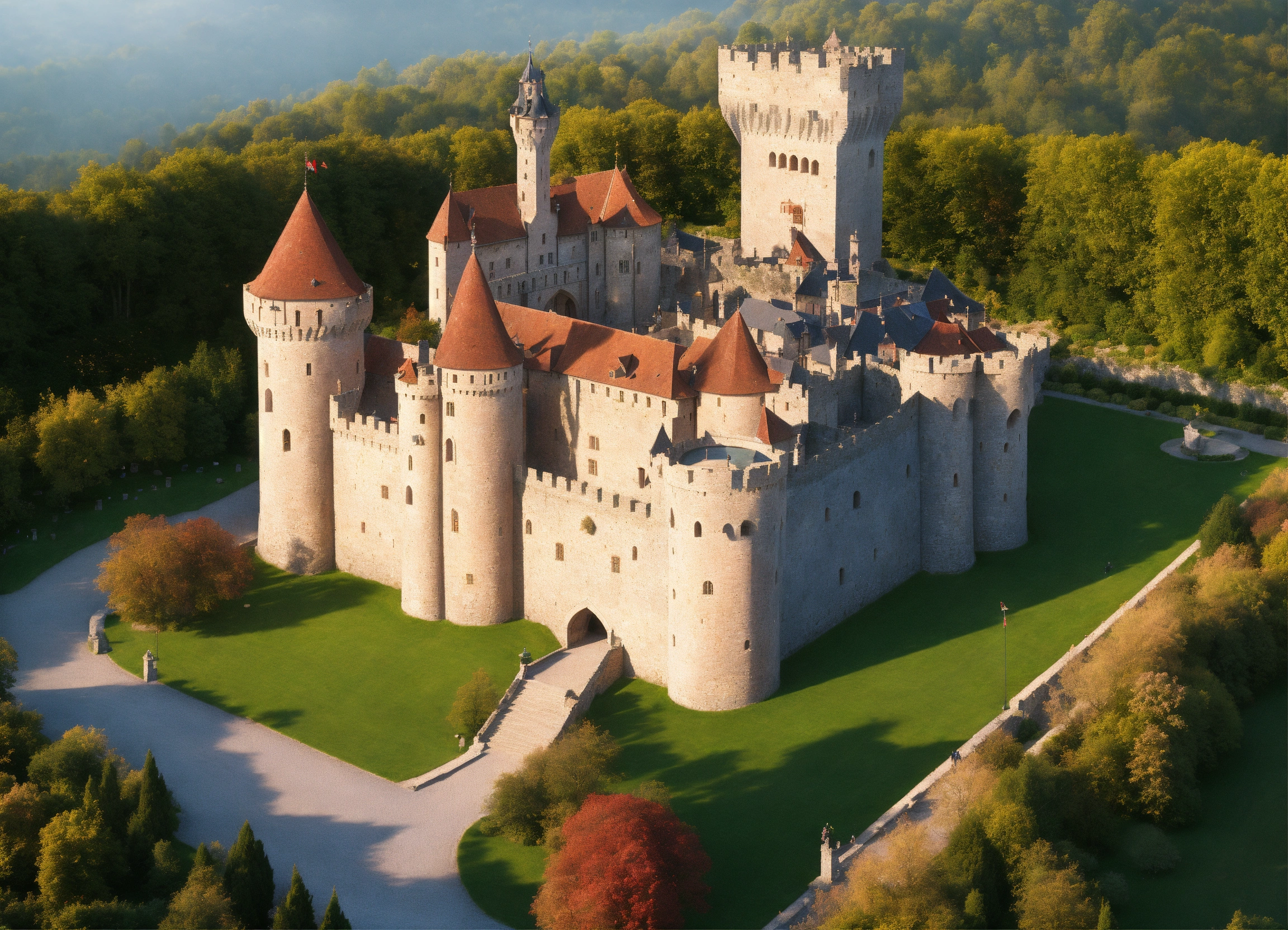 Lexica - Ultra realistic, photorealistic, bird's eye view of a small ...