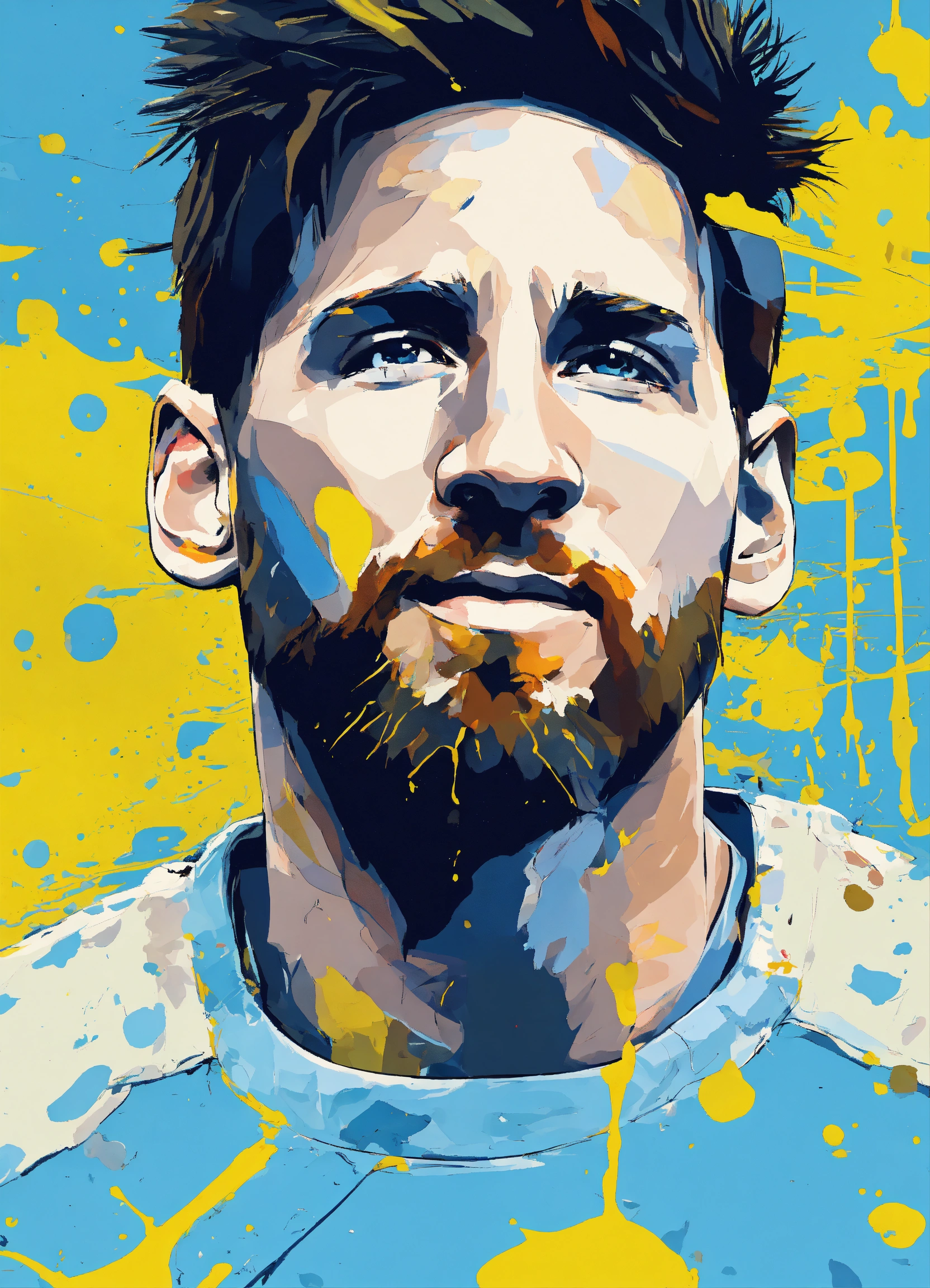 Lexica - Futuristic paint splatter of messi , Basquiat-inspired, creamy ...