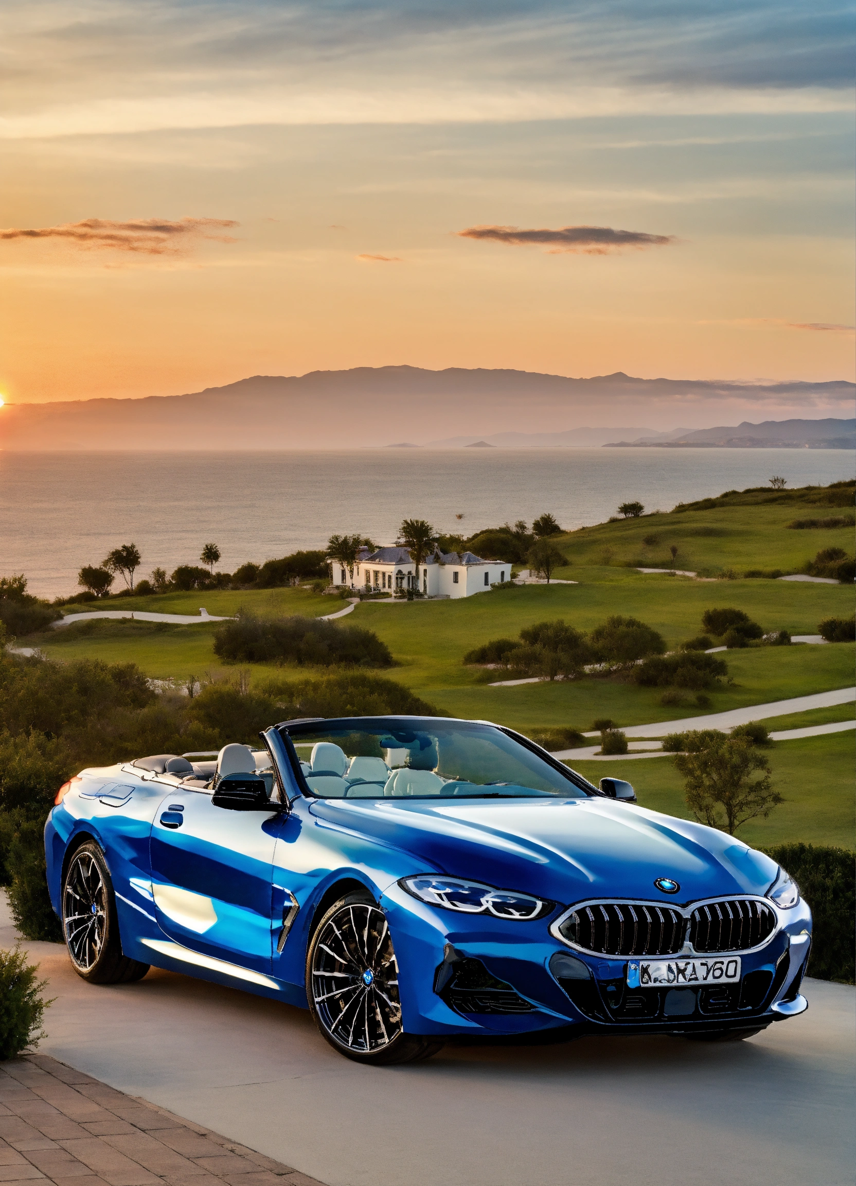 Lexica - 2023 bmw 850i convertible blue and white with mansion ...