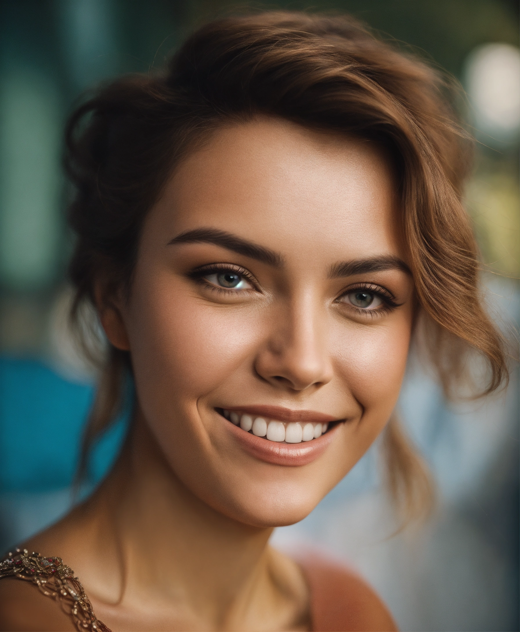 Lexica - Pretty face of a unique woman, smiling, portrait photo, medium ...