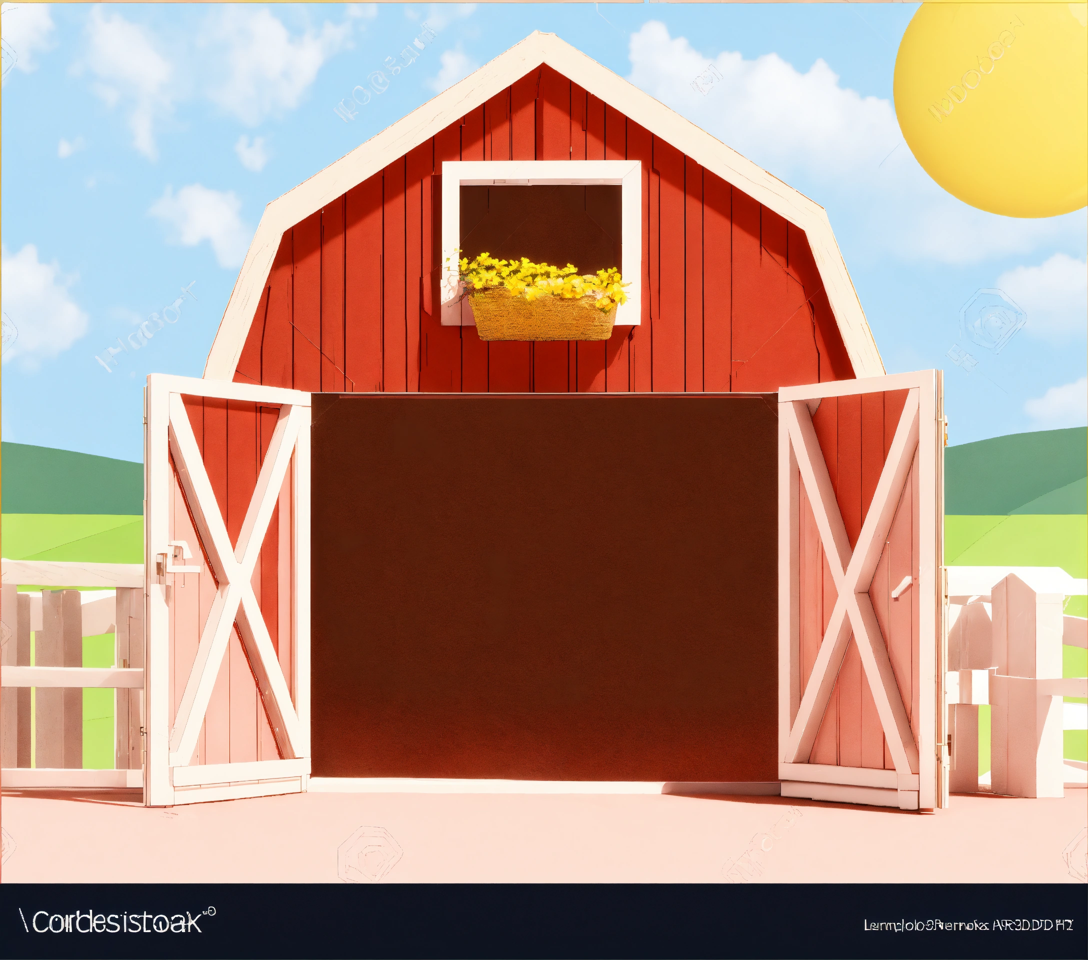Lexica - Red barn with open door 3d