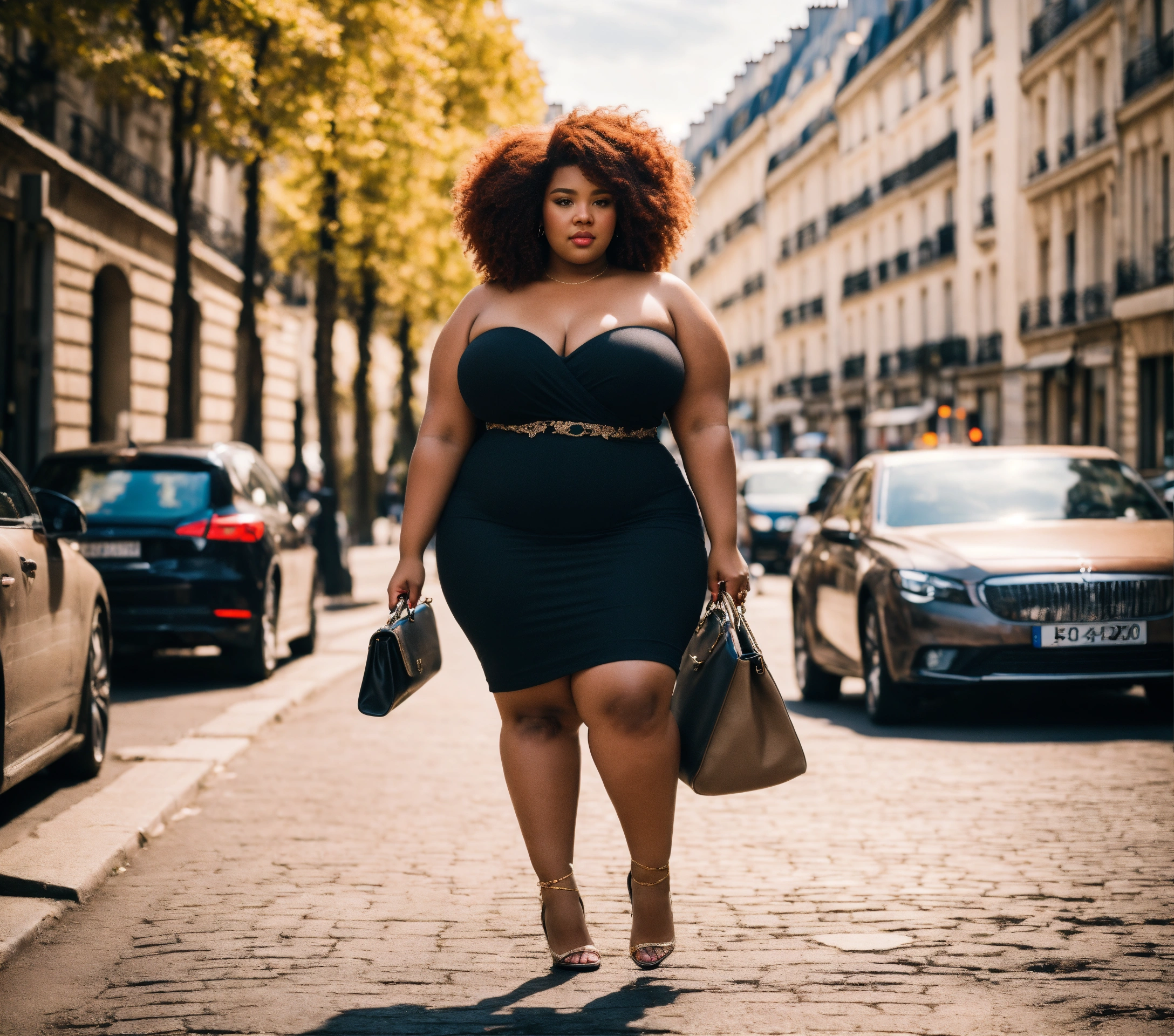 Lexica - Fashion Portrait of plus size black women, walking down the ...