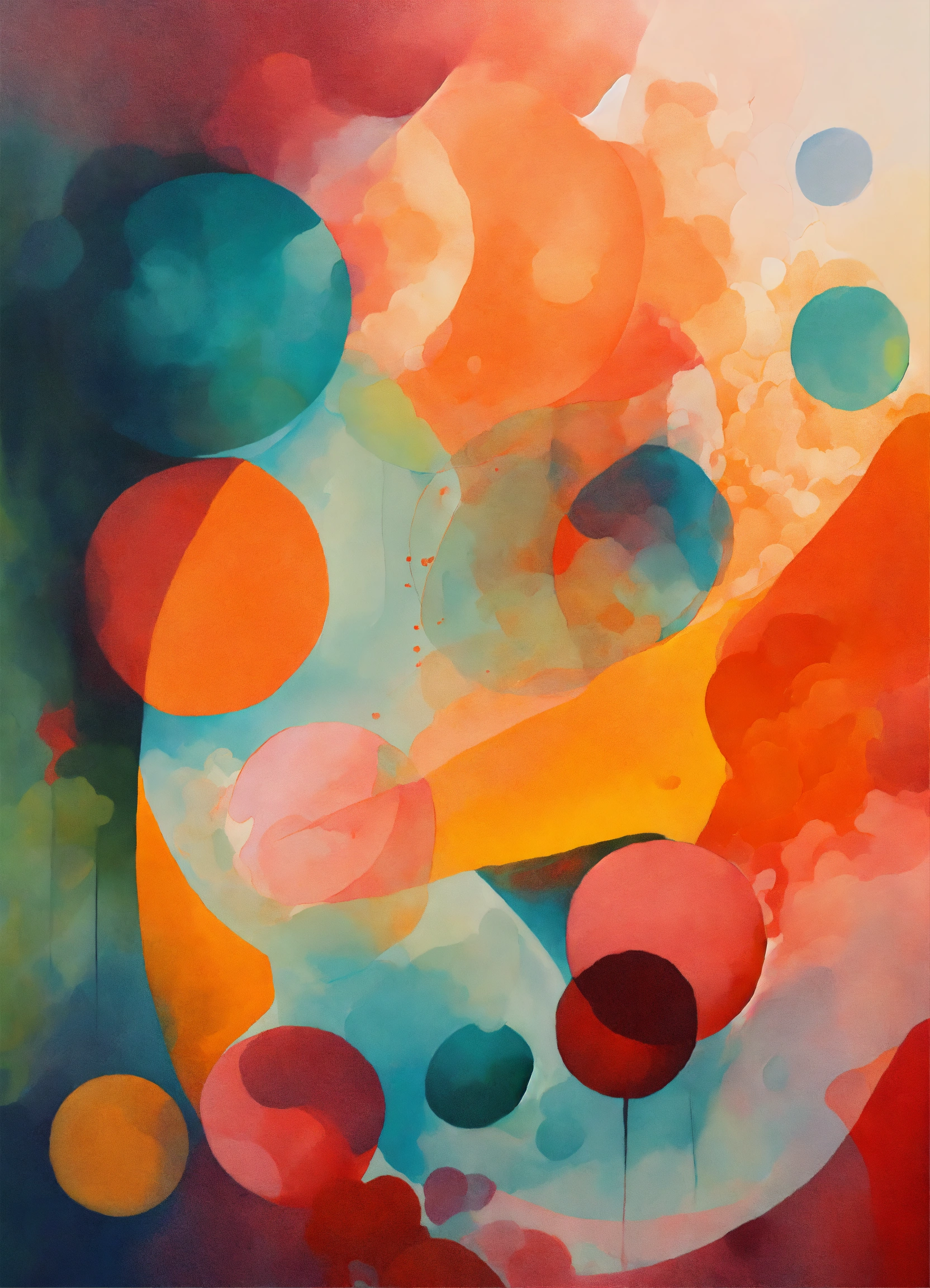 Lexica - An illustration painting with bright colors of abstract shapes ...