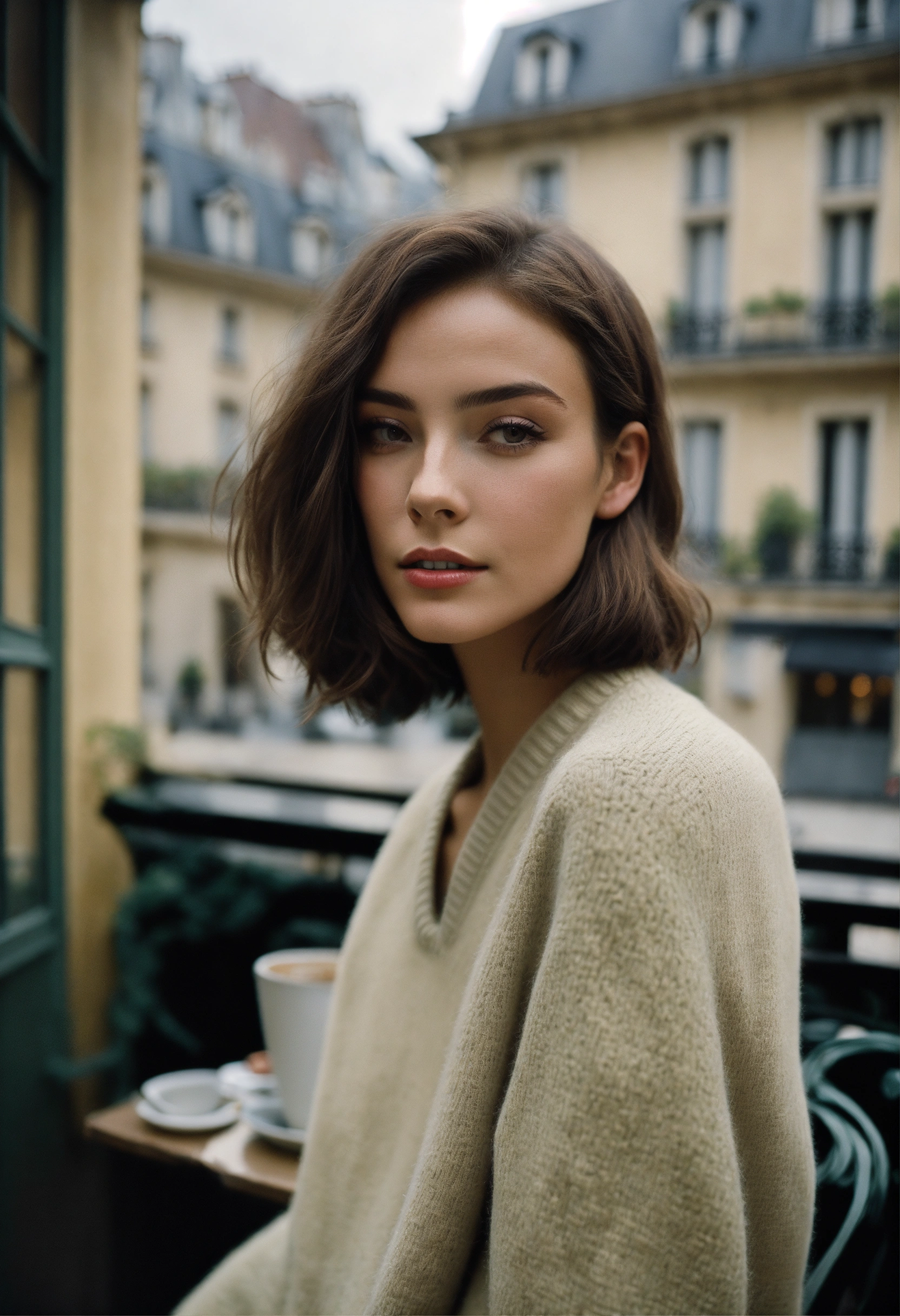 Lexica - Portrait of a beautiful French fashion model with bob-cut hair ...