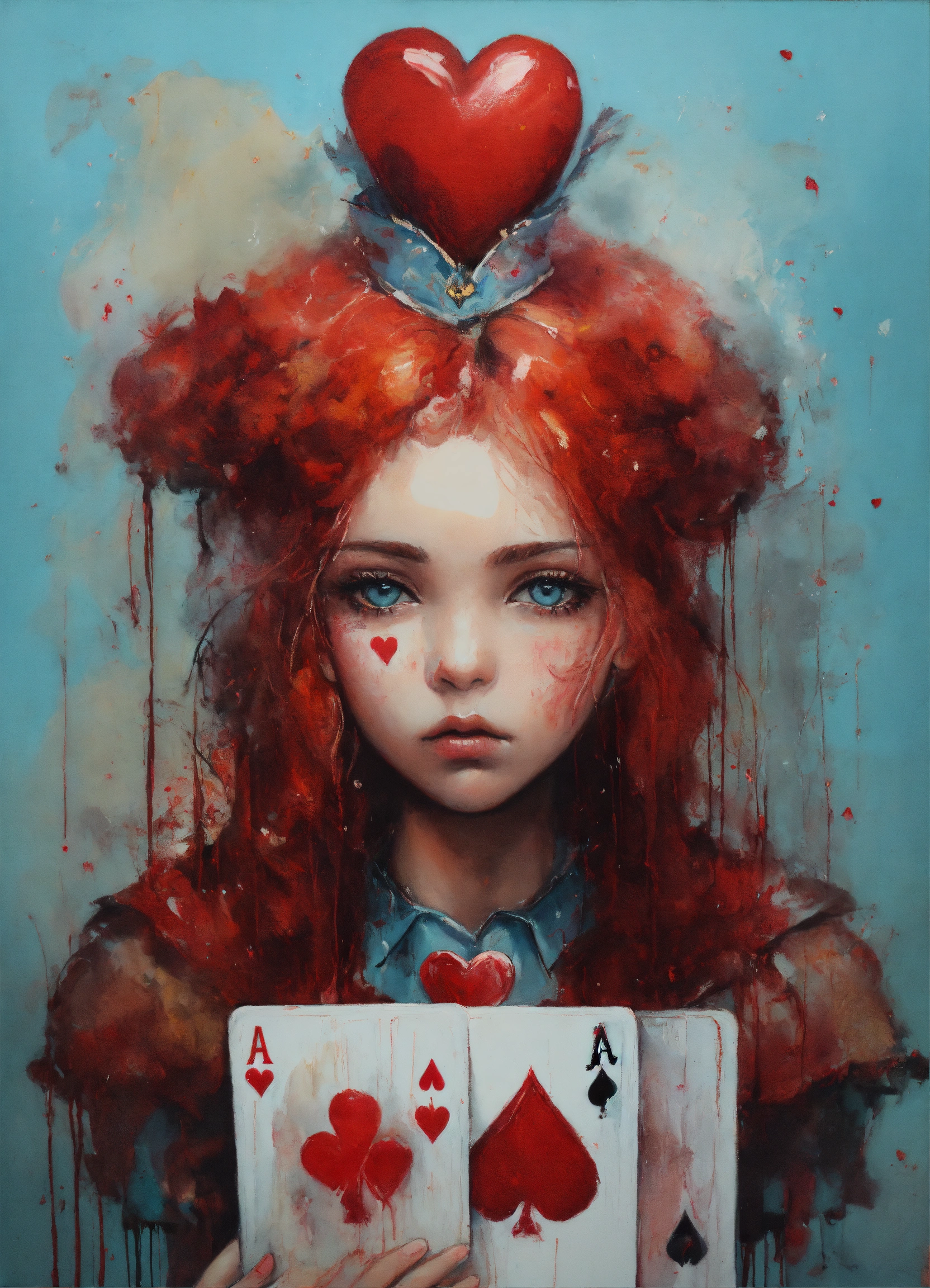 Lexica - Mixed media oil painting of a beautiful adorable sad Queen of ...