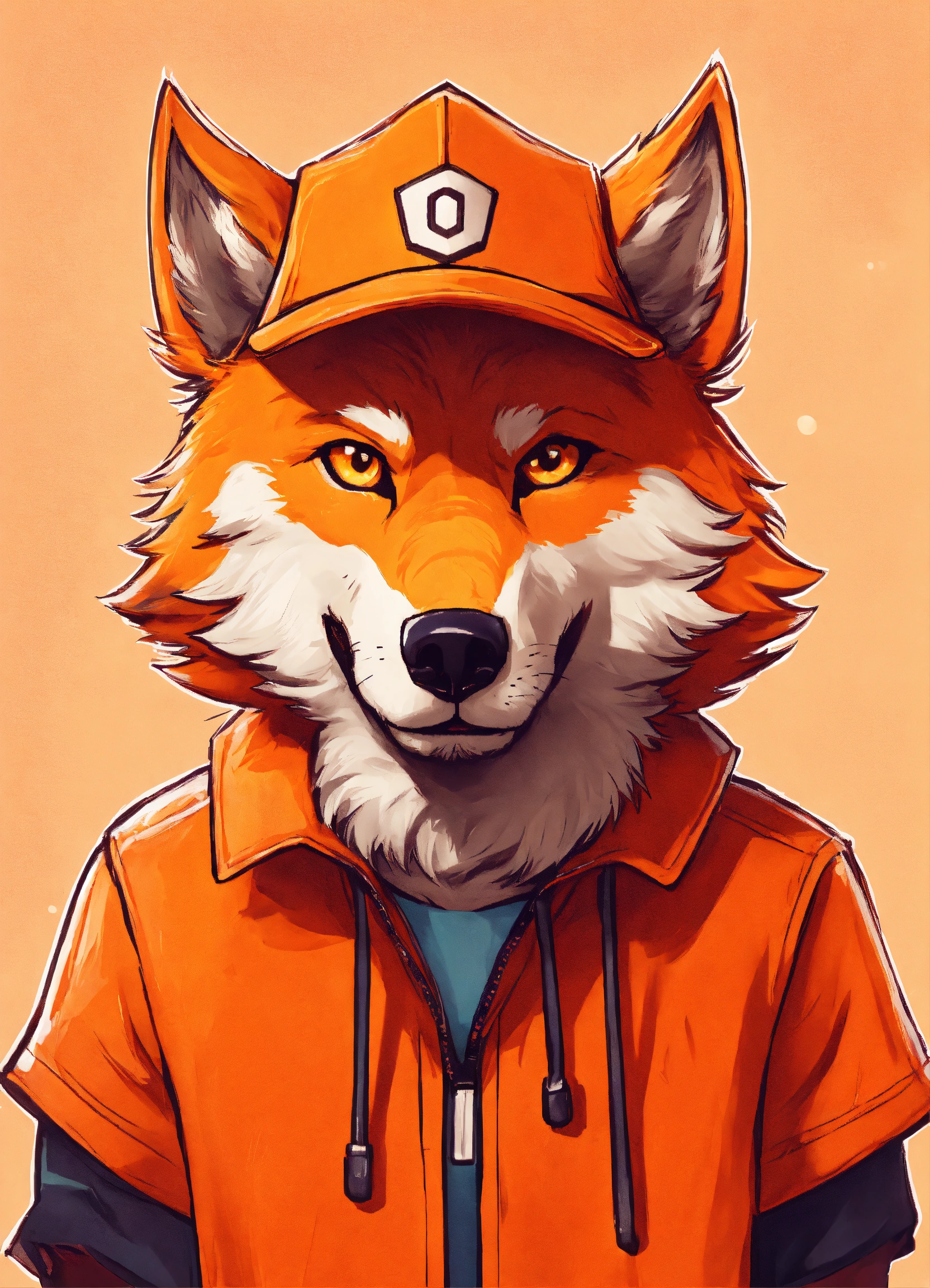 Lexica - A cute orange wolf mascot in pixar style