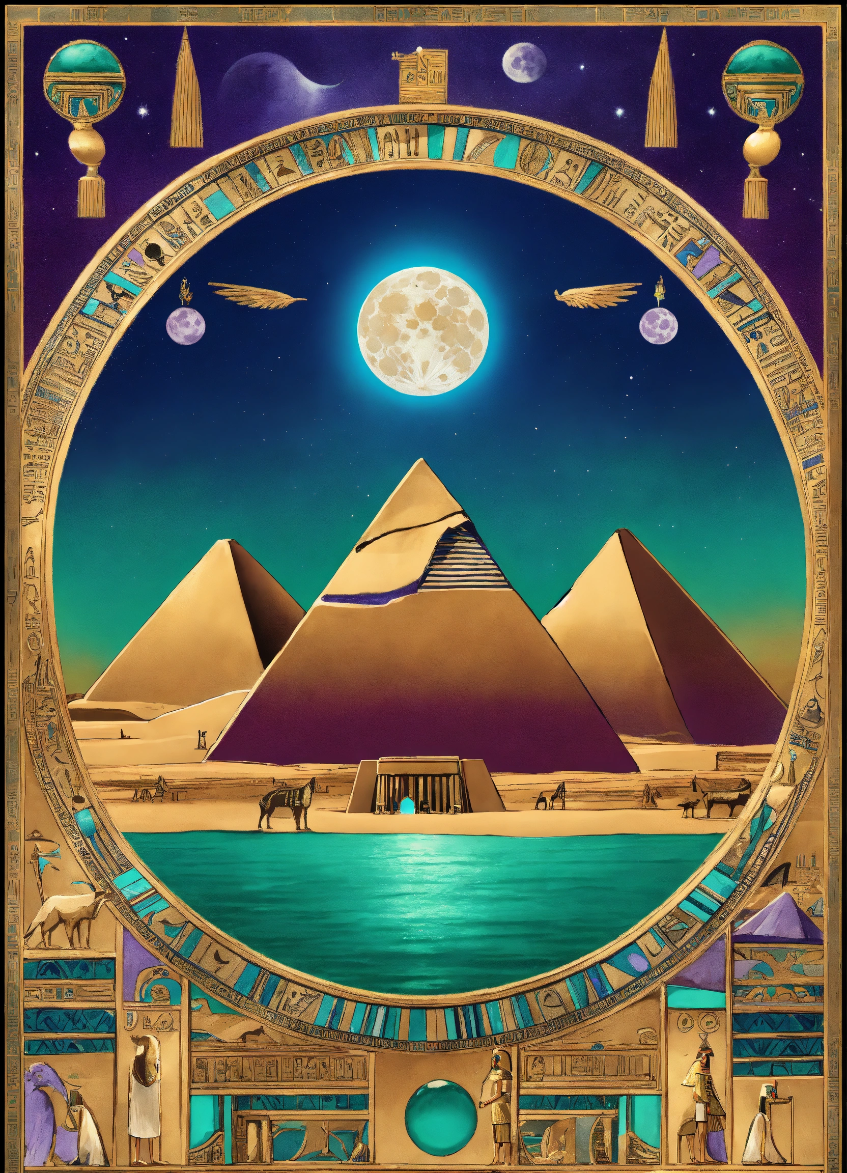Lexica - ALL superrealism style egyptian card STYLE egyptian BIG MOON ...