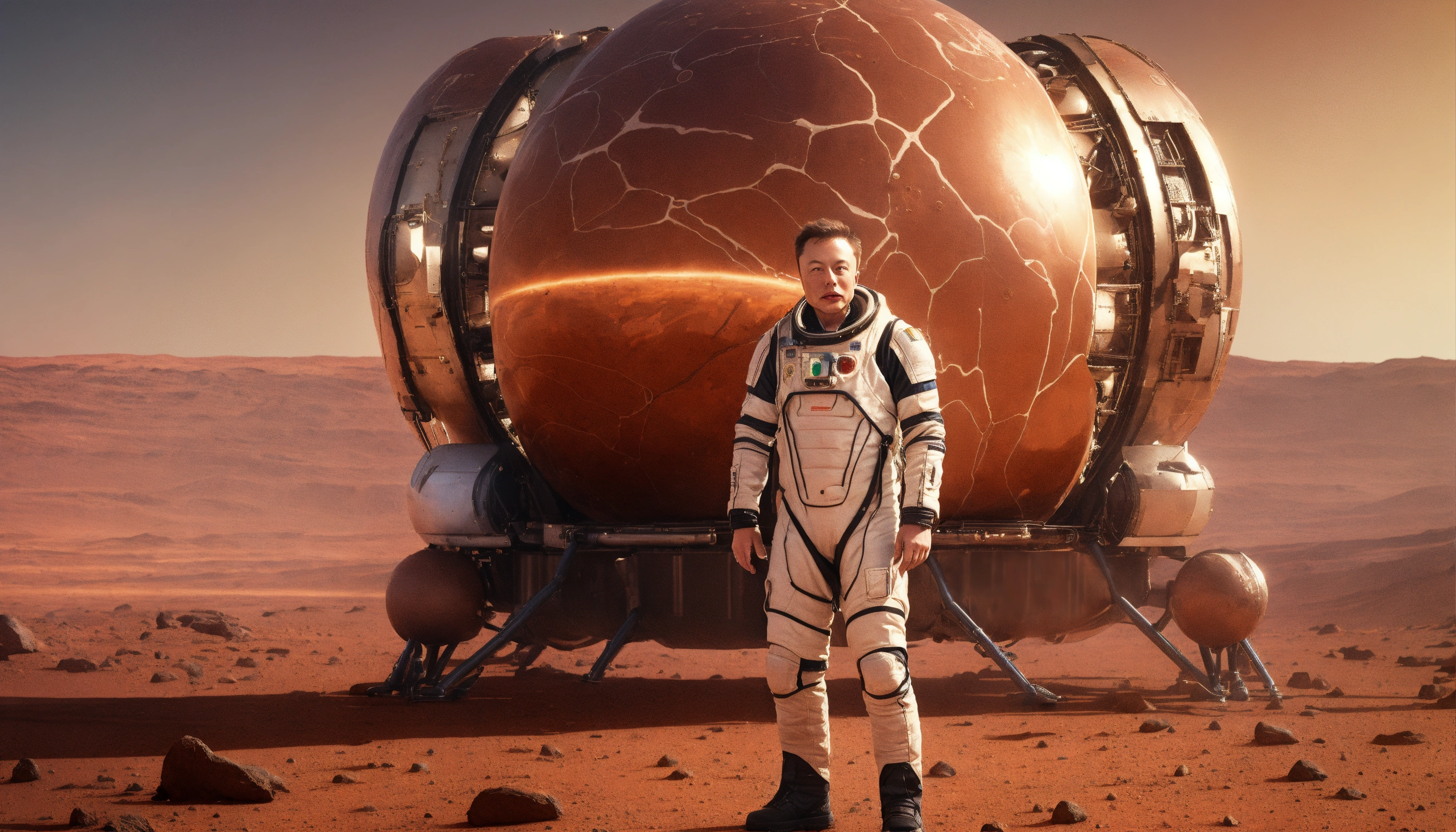 Lexica - Produce an image of Elon Musk on Mars planet. Ensure high ...