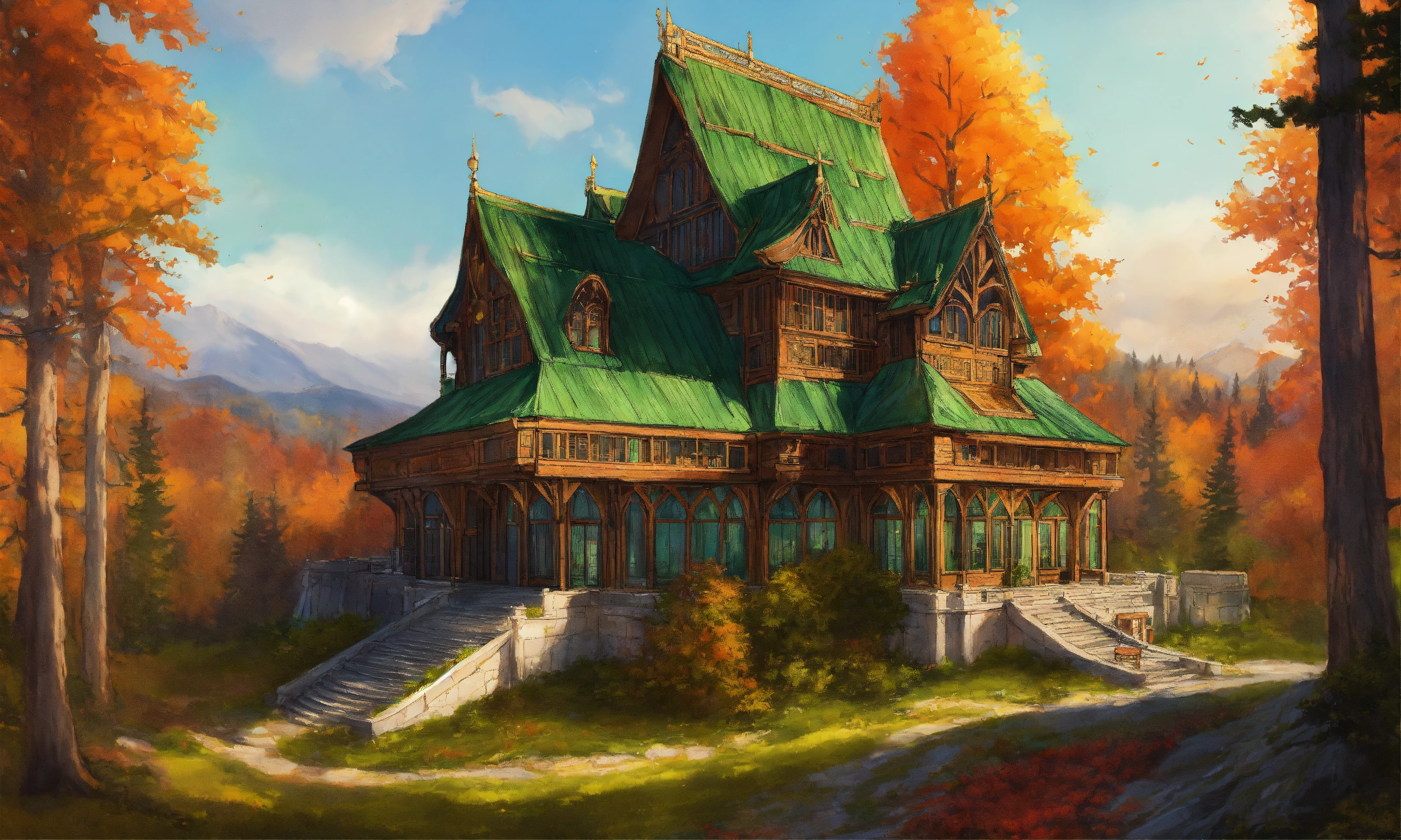 Lexica - Drawing of the full image of a high elf sci fi palace with a ...