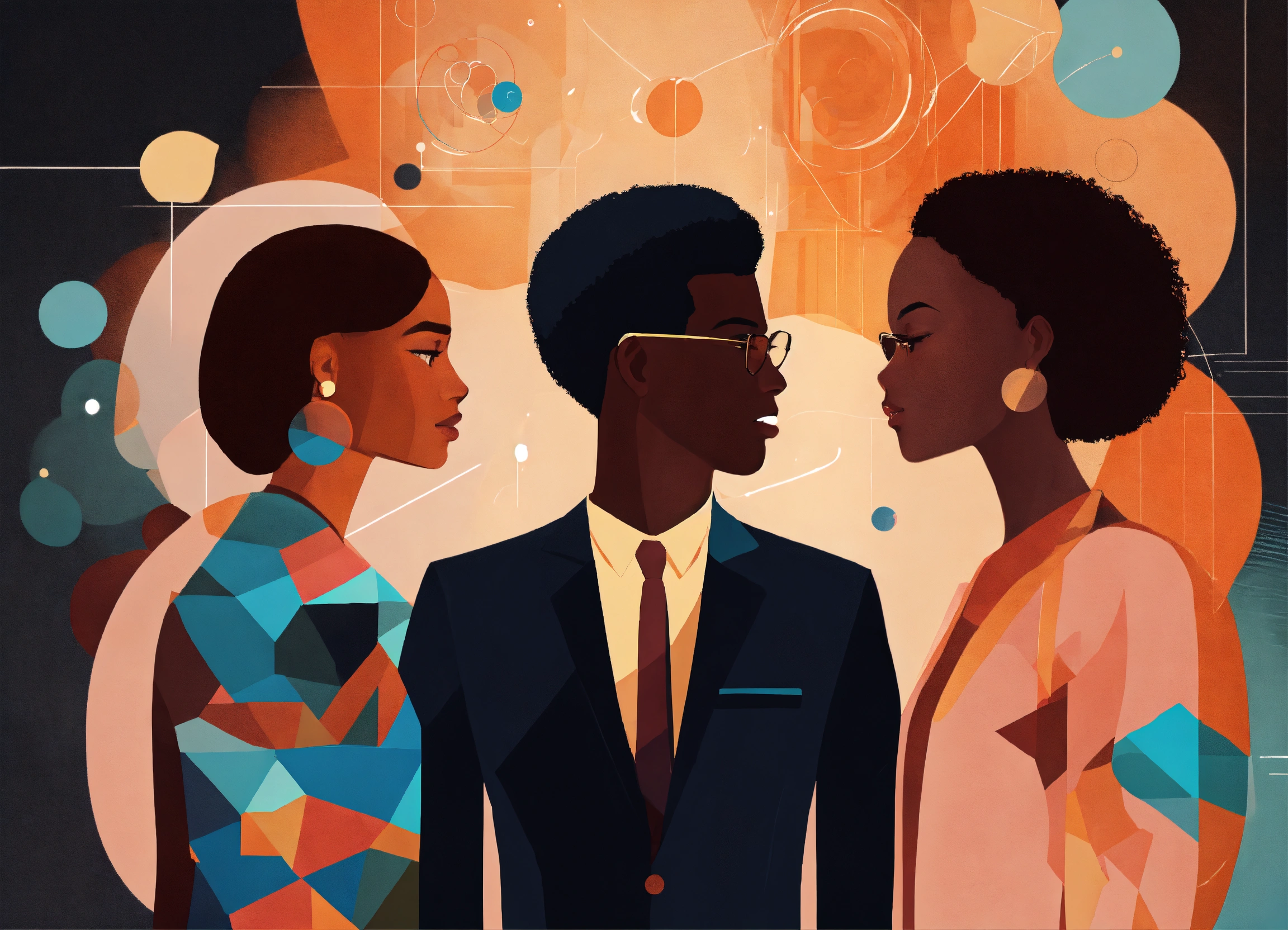 Lexica - Abstract image of black man and woman representing soft skills such as Communication