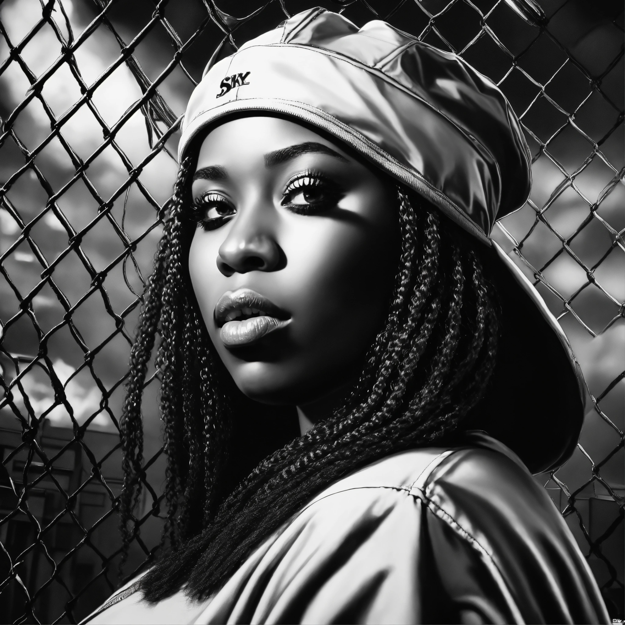 Lexica - Sky view, Pop art, hyperrealist portrait of black woman rapper ...