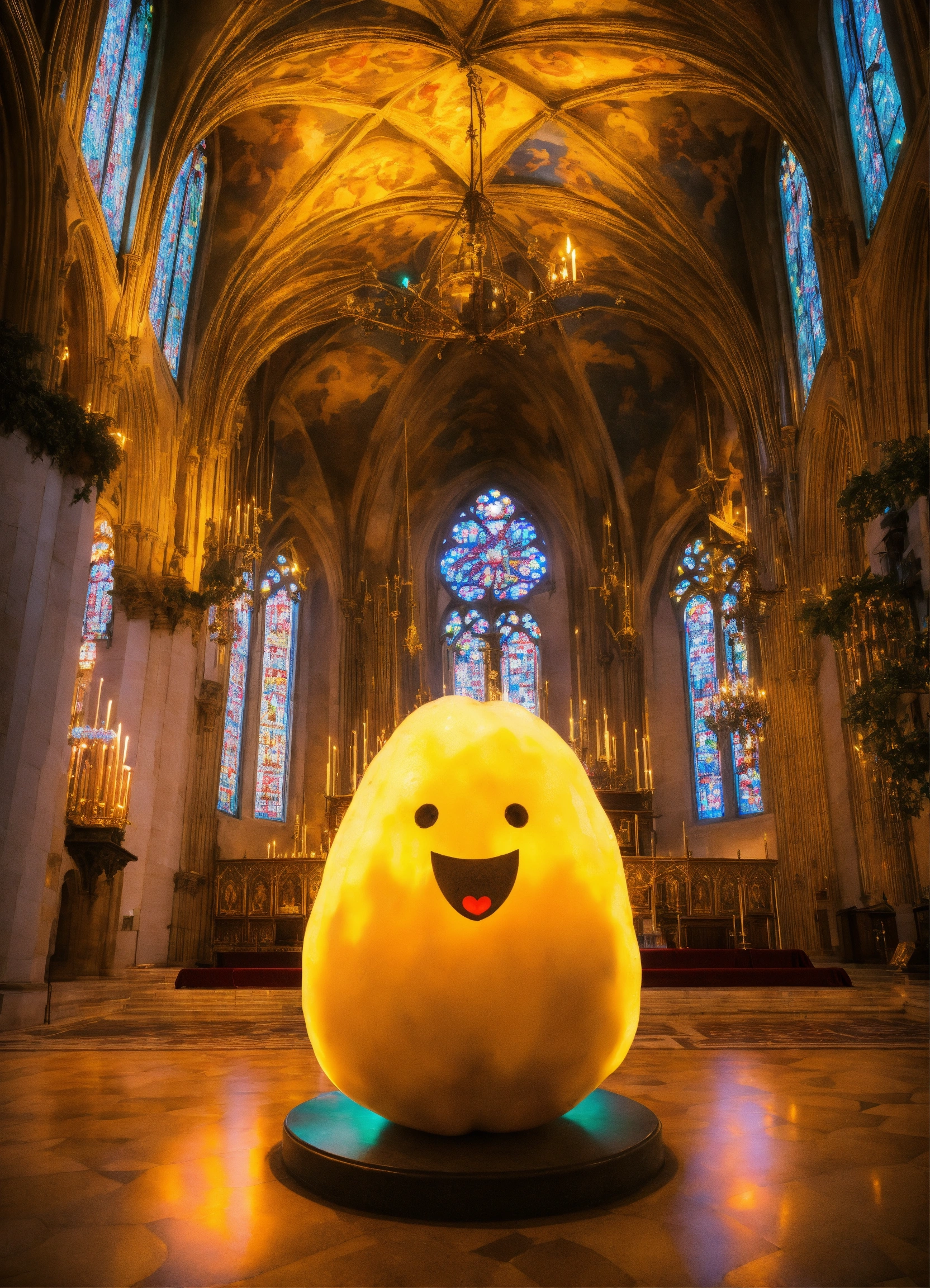 Lexica - Legendary glowing potato in a holy cathedral.