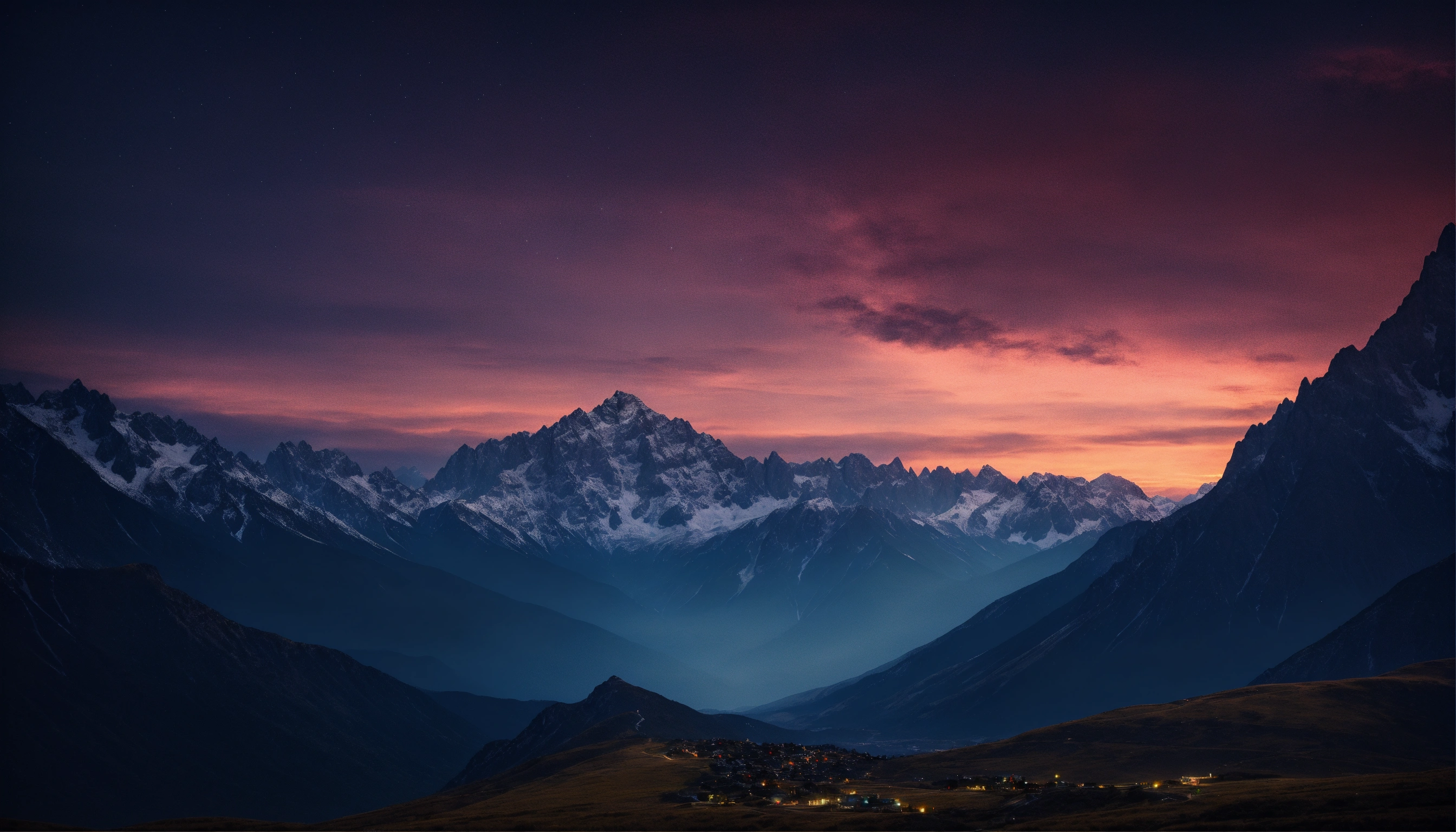 Lexica - Sharp mountain range with mountains ranging in size, midnight ...