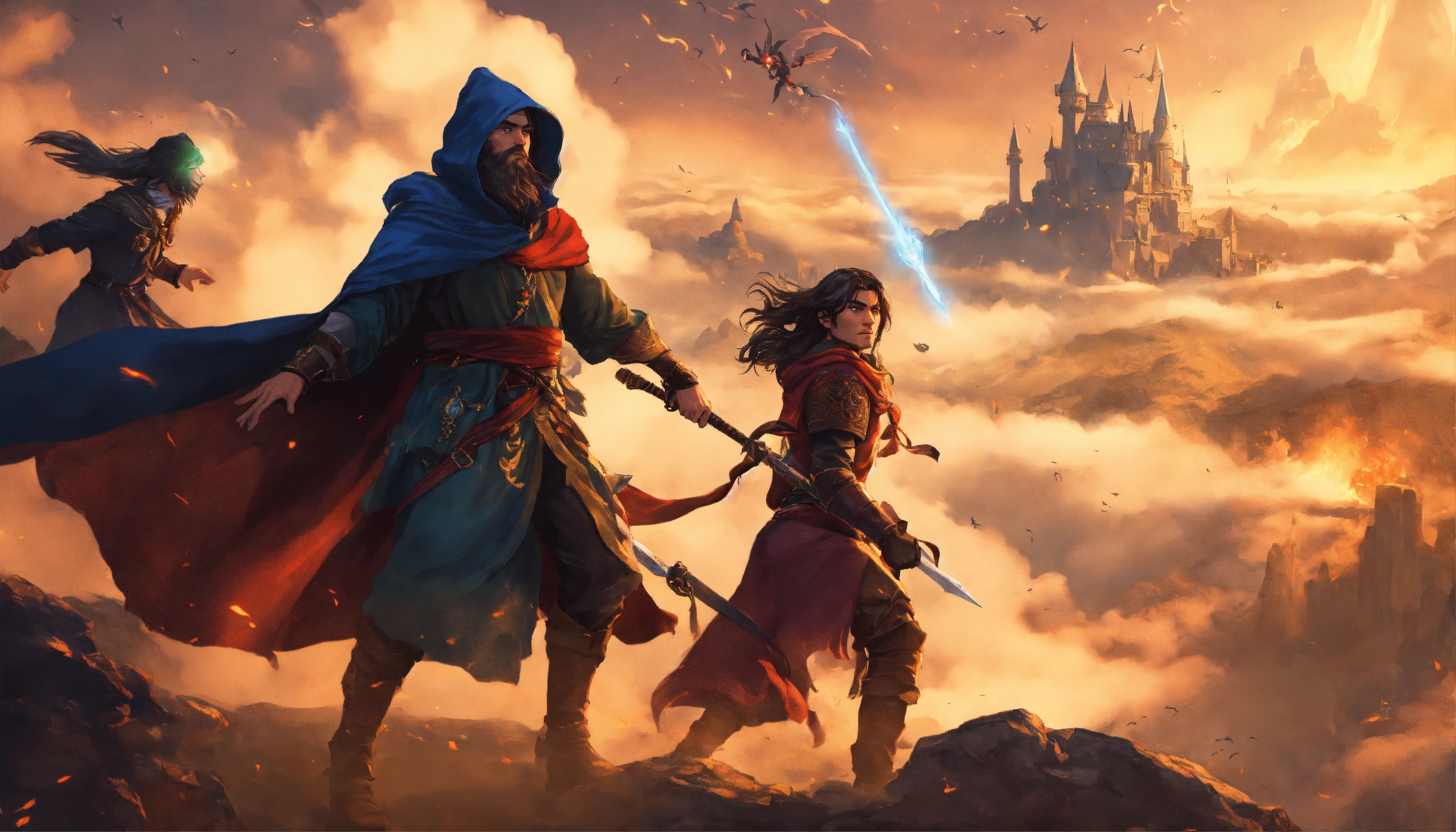 Lexica - Younger short French male wizard battling a group with a human ...