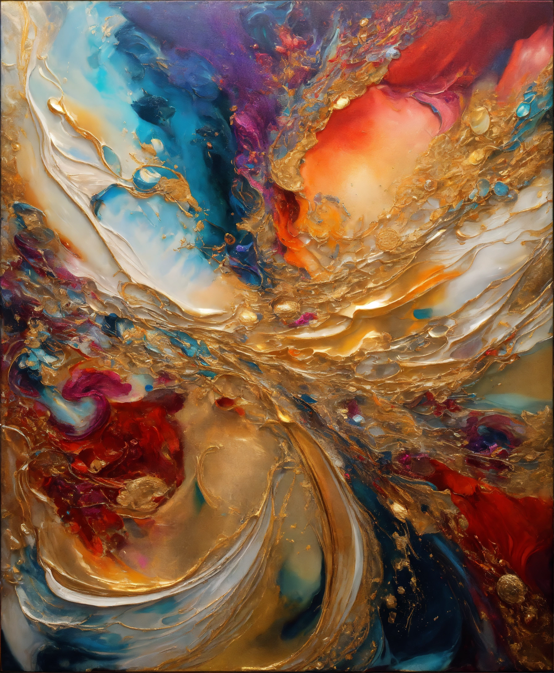 Lexica - Colorful abstract painting oil and water complex complicated ...