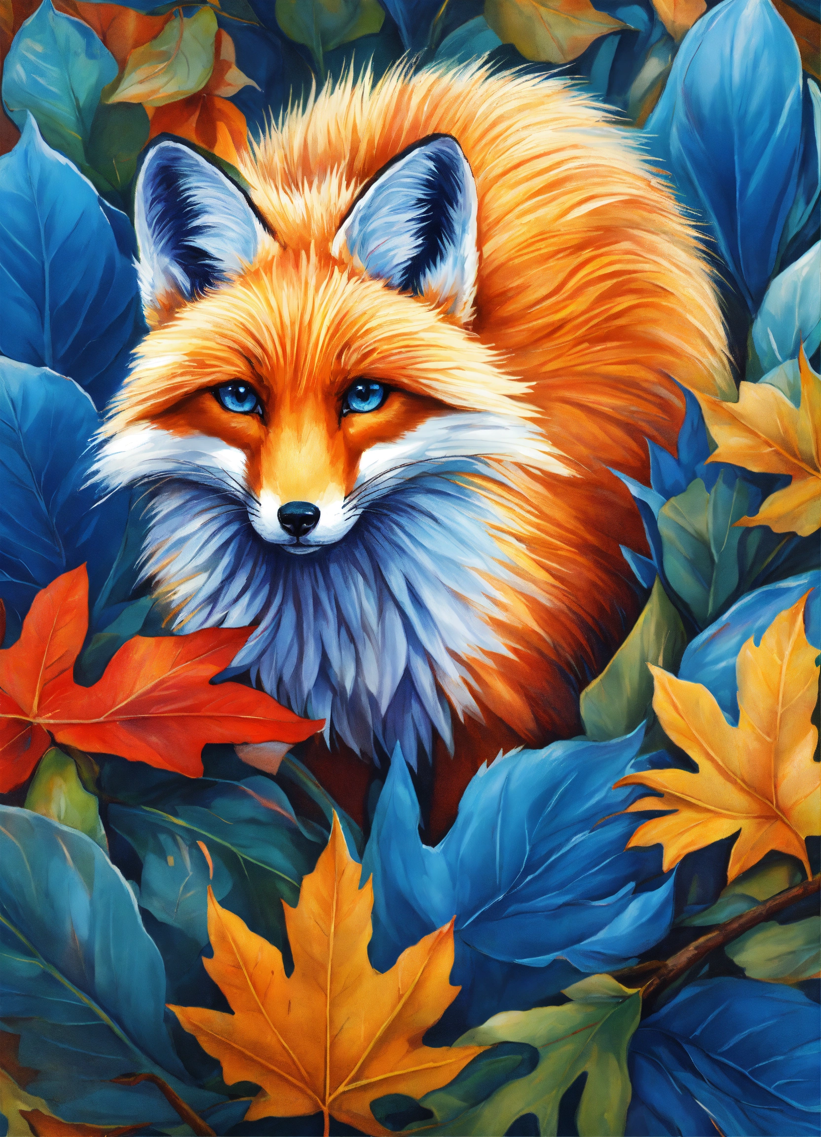 Lexica - Blue fox peaking out from behind an uppercase letter B ...