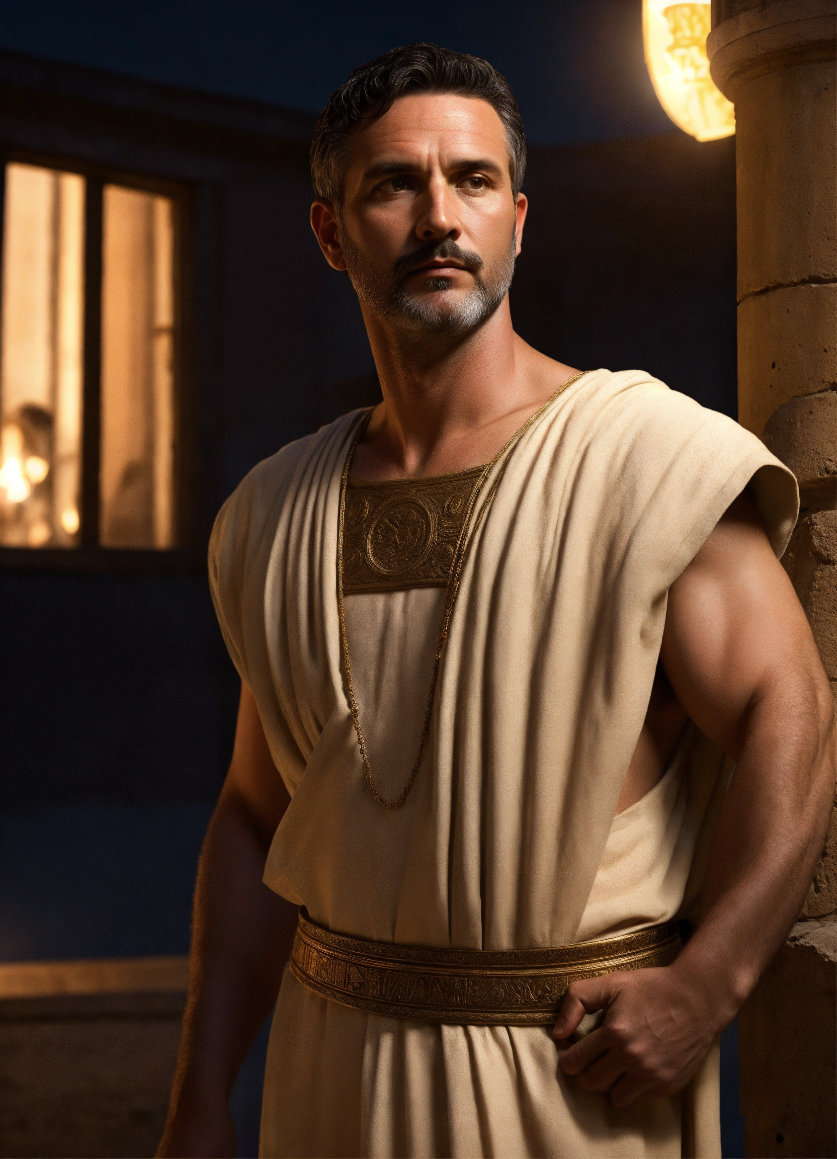 Lexica - A rich roman man wearing a light-colored tunic, smart, solemn ...