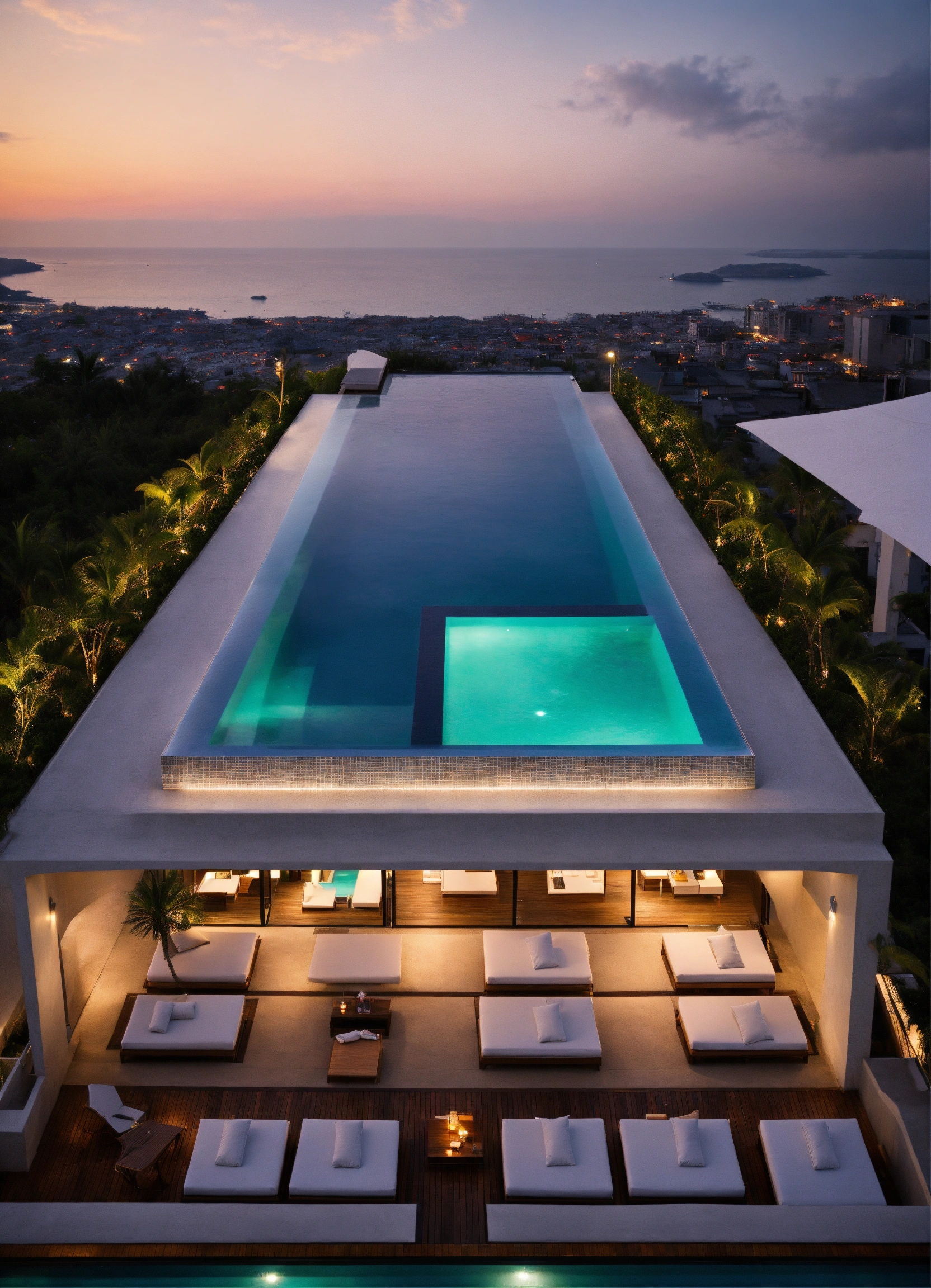 Lexica - An infinity pool on top of a hotel with the view of a beach in ...
