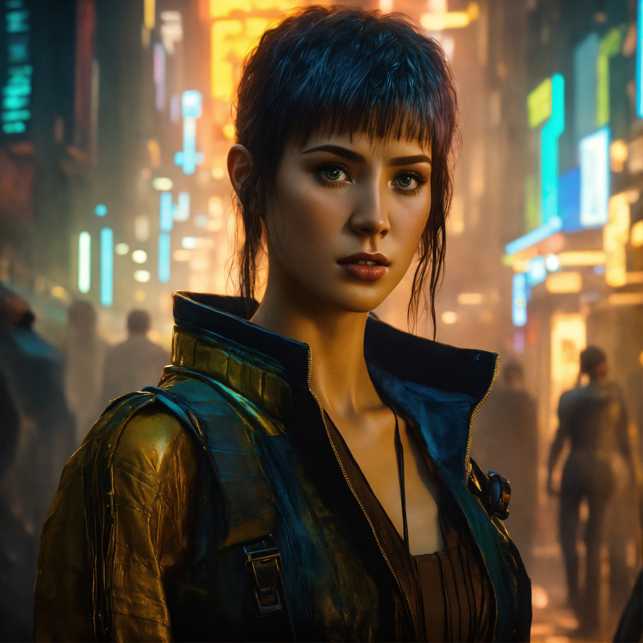 Lexica - A frontal, realistic, female avatar of Blade Runner