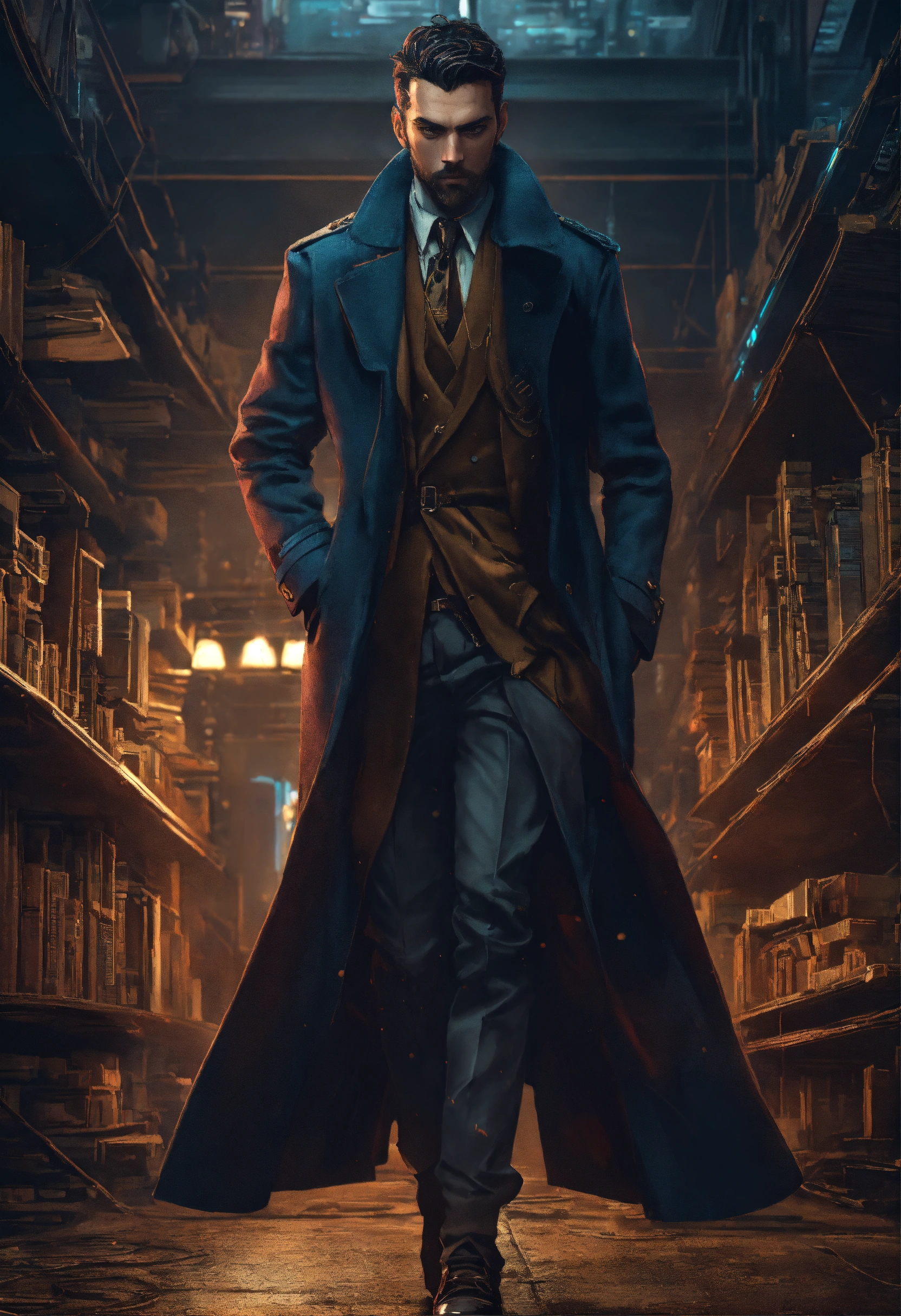 Lexica - Highly detailed cyberpunk like serial detective wearing long ...